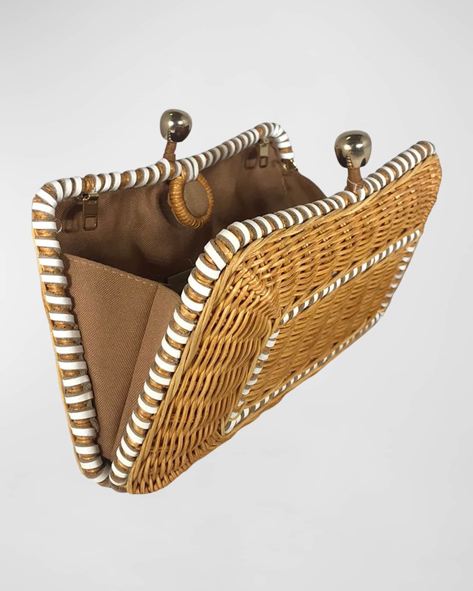 Serpui Chloe Stone Tassel Rattan Clutch Bag | Neiman Marcus