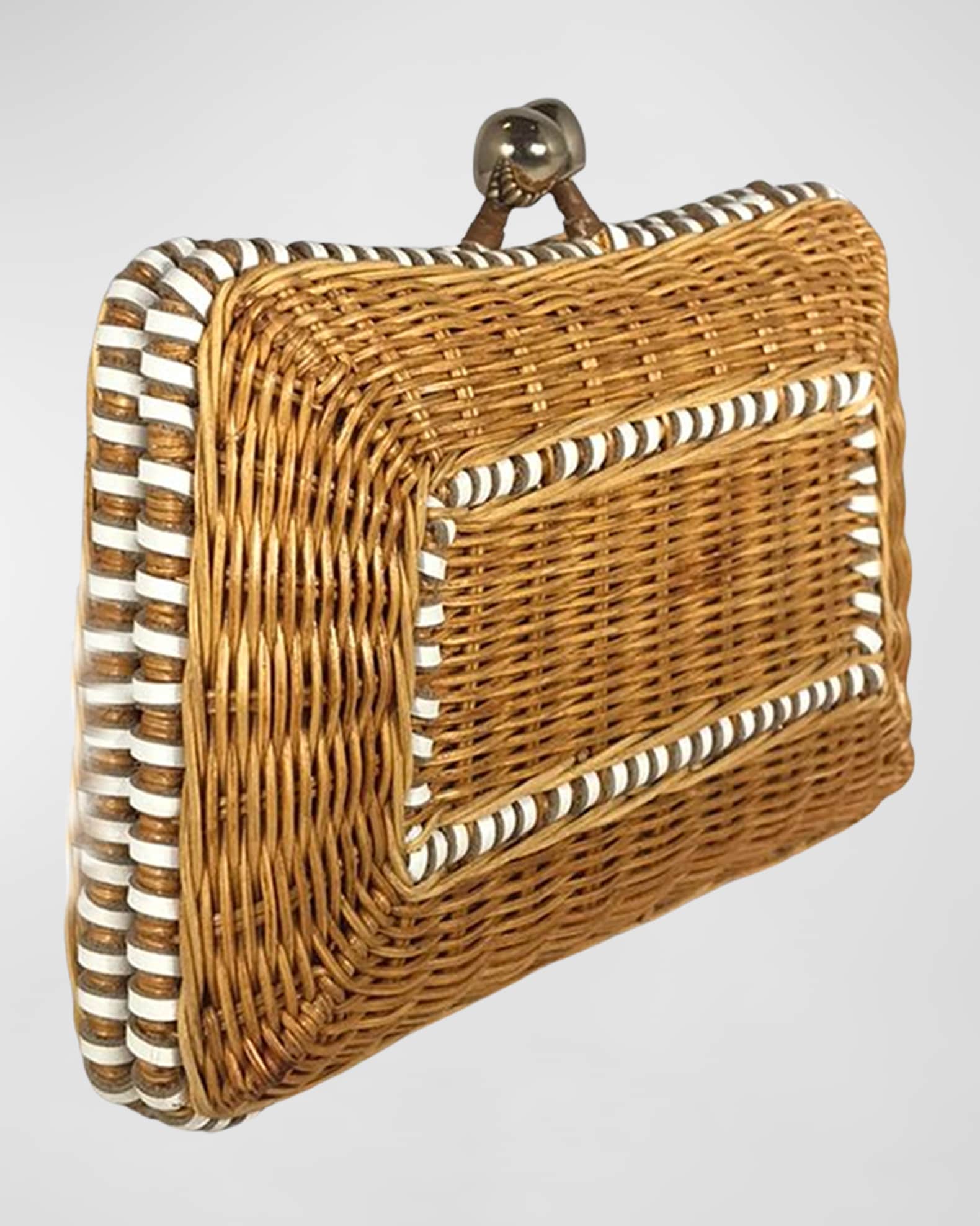 Serpui Chloe Stone Tassel Rattan Clutch Bag | Neiman Marcus