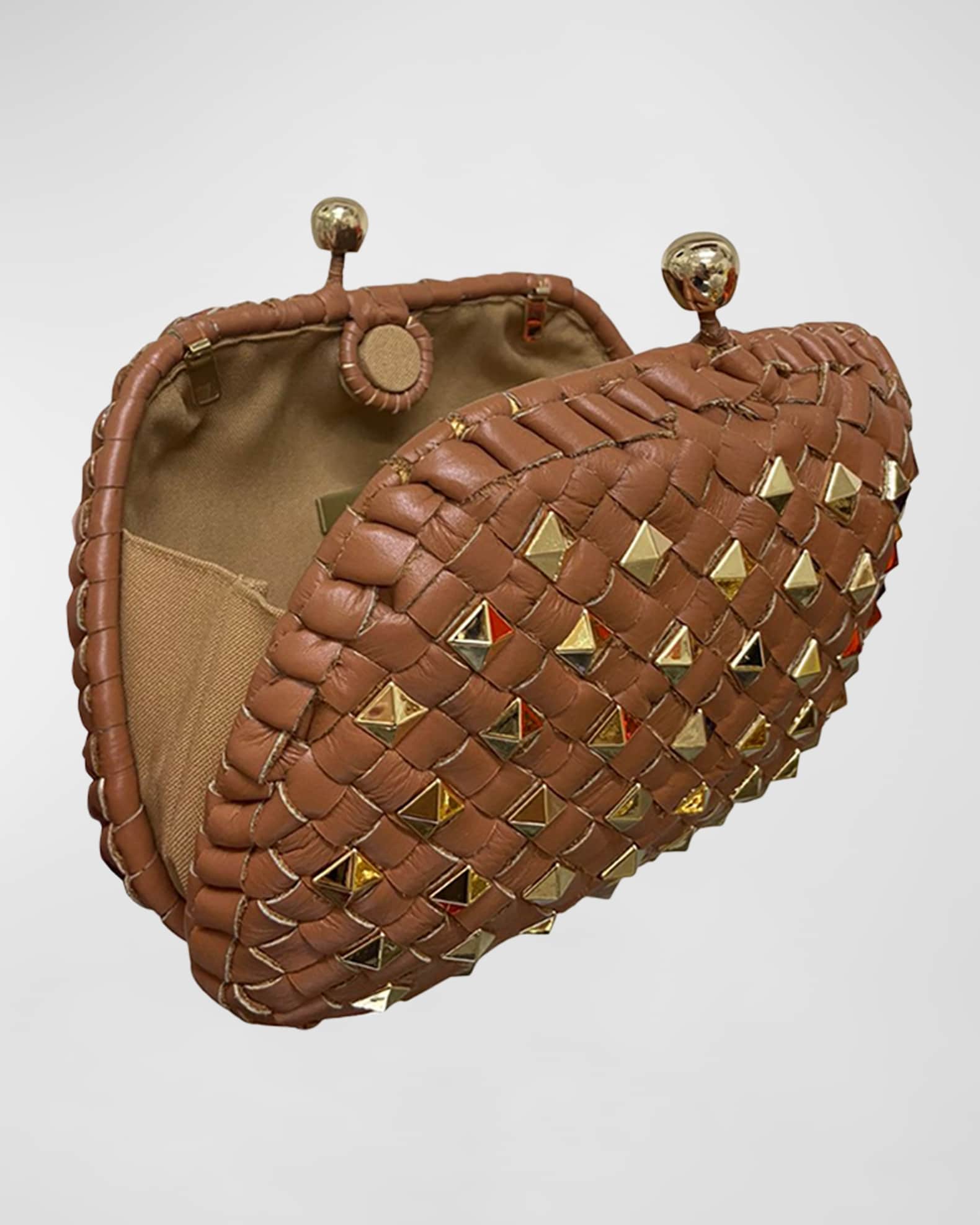 Serpui Lolita Studded Woven Leather Shoulder Bag | Neiman Marcus