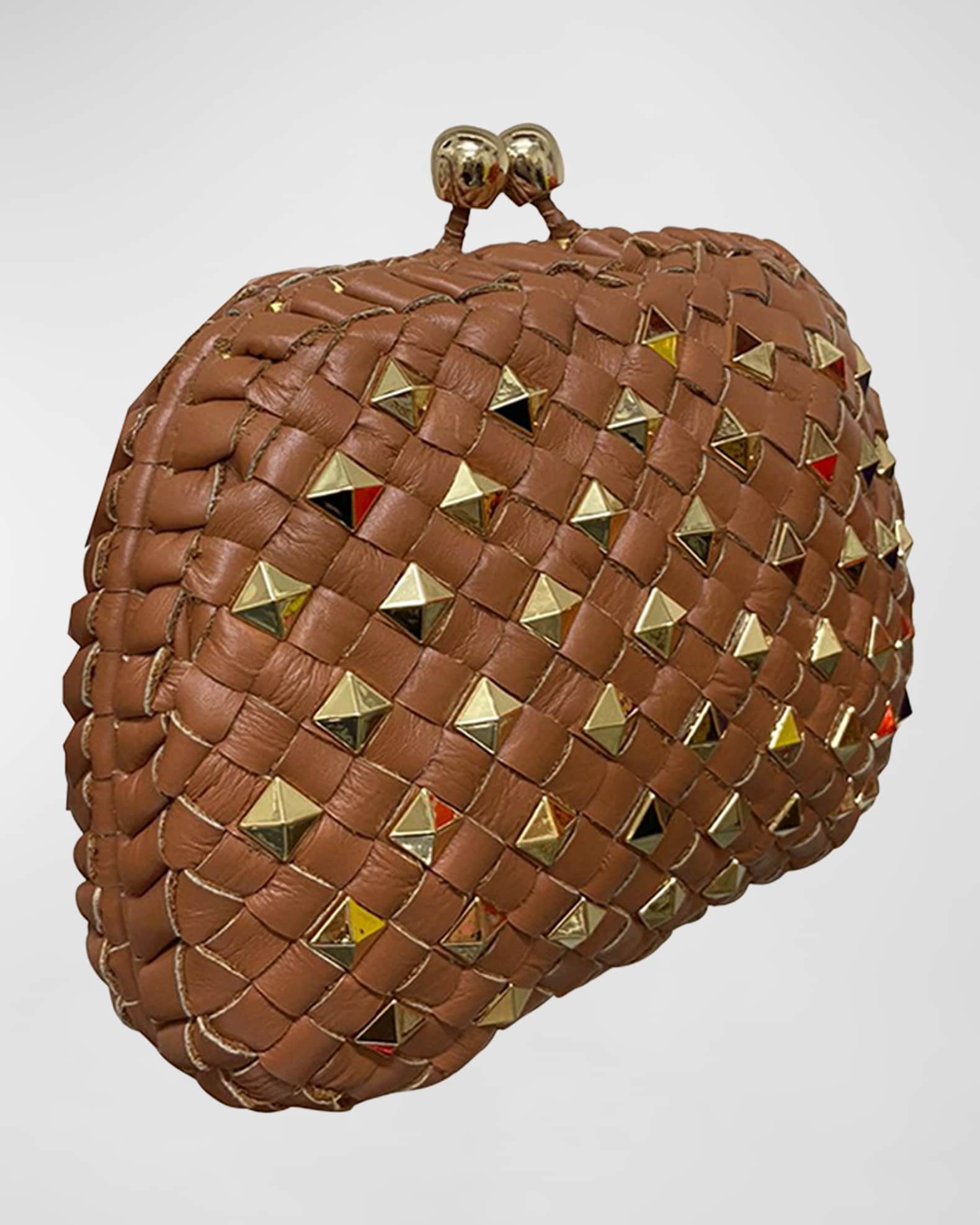 Serpui Lolita Studded Woven Leather Shoulder Bag | Neiman Marcus