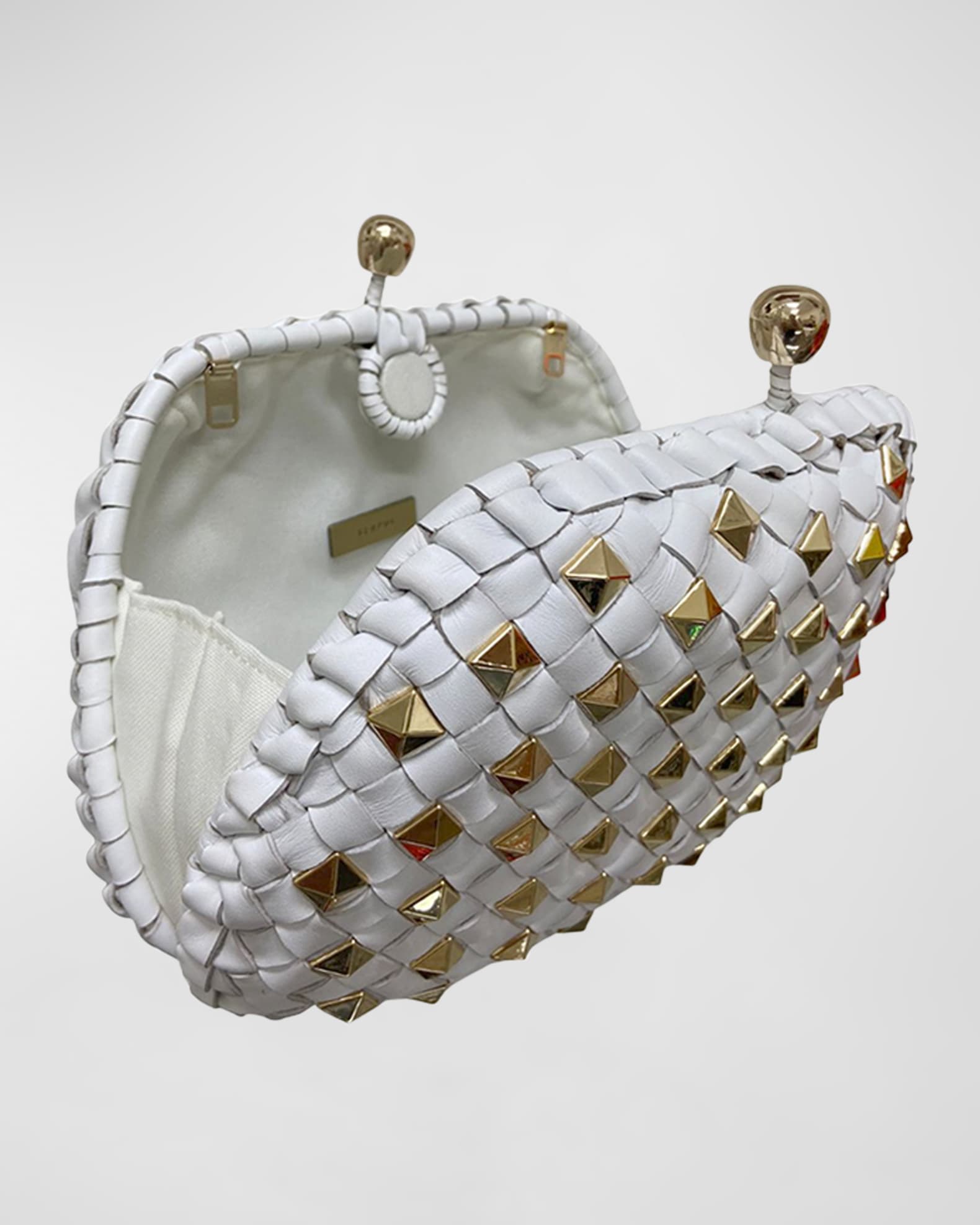 Serpui Lolita Studded Woven Leather Shoulder Bag | Neiman Marcus