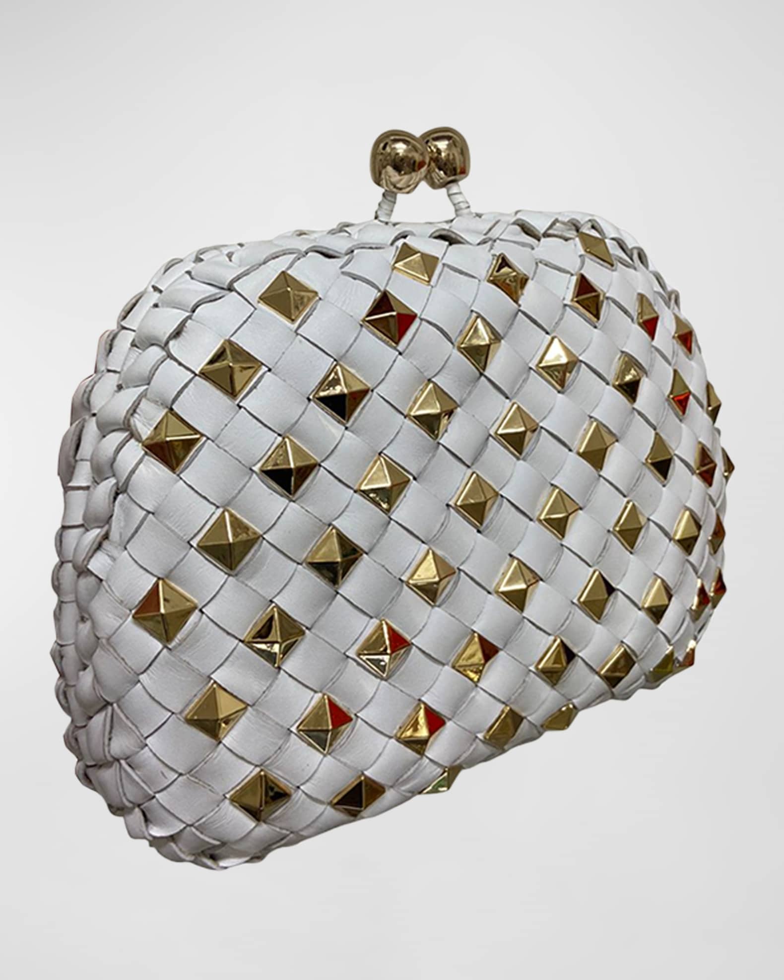 Serpui Lolita Studded Woven Leather Shoulder Bag | Neiman Marcus