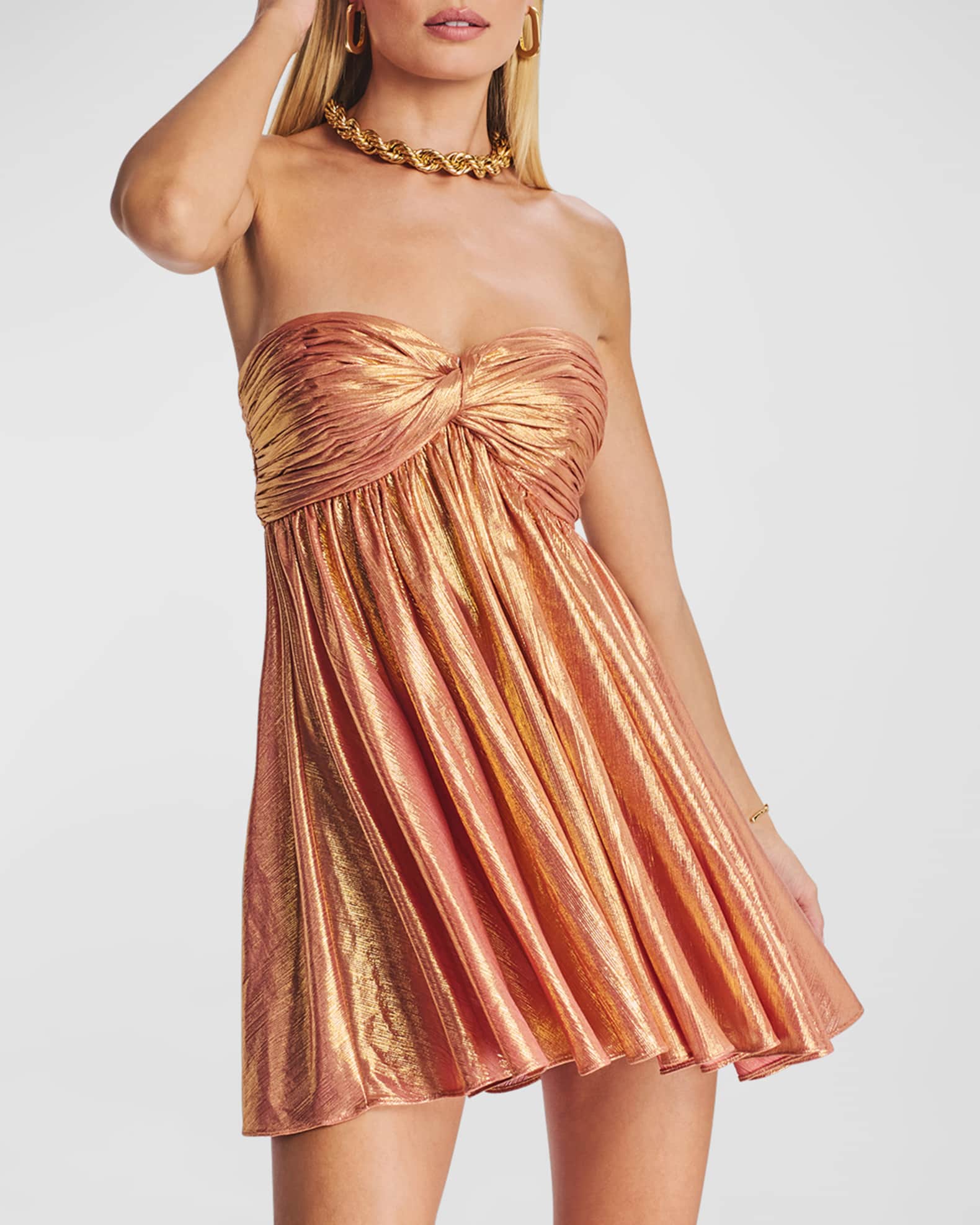 Retrofete Kaiser Metallic Strapless A-Line Mini Dress | Neiman Marcus