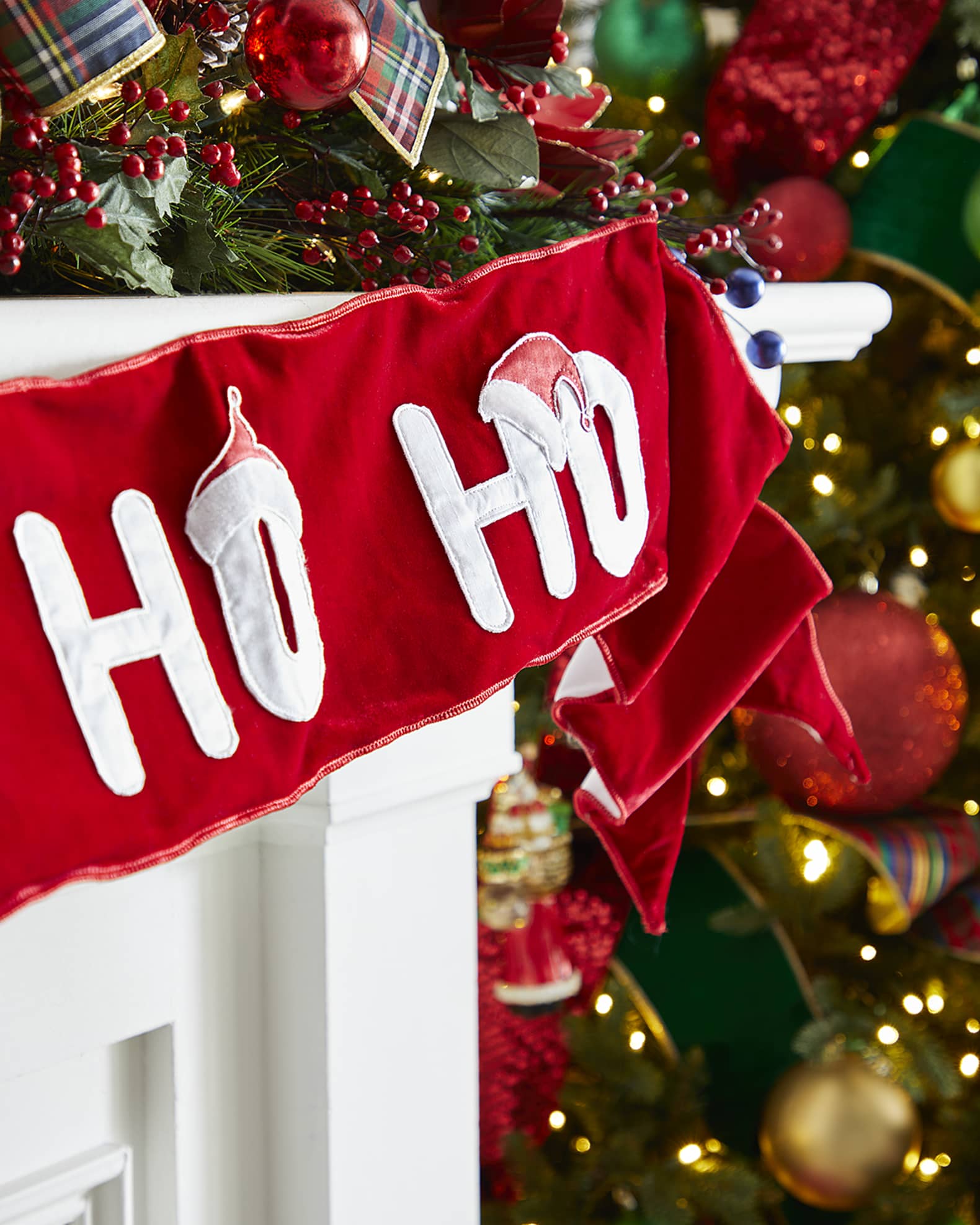 D. Stevens Ho Ho Ho Velvet Christmas Banner | Neiman Marcus