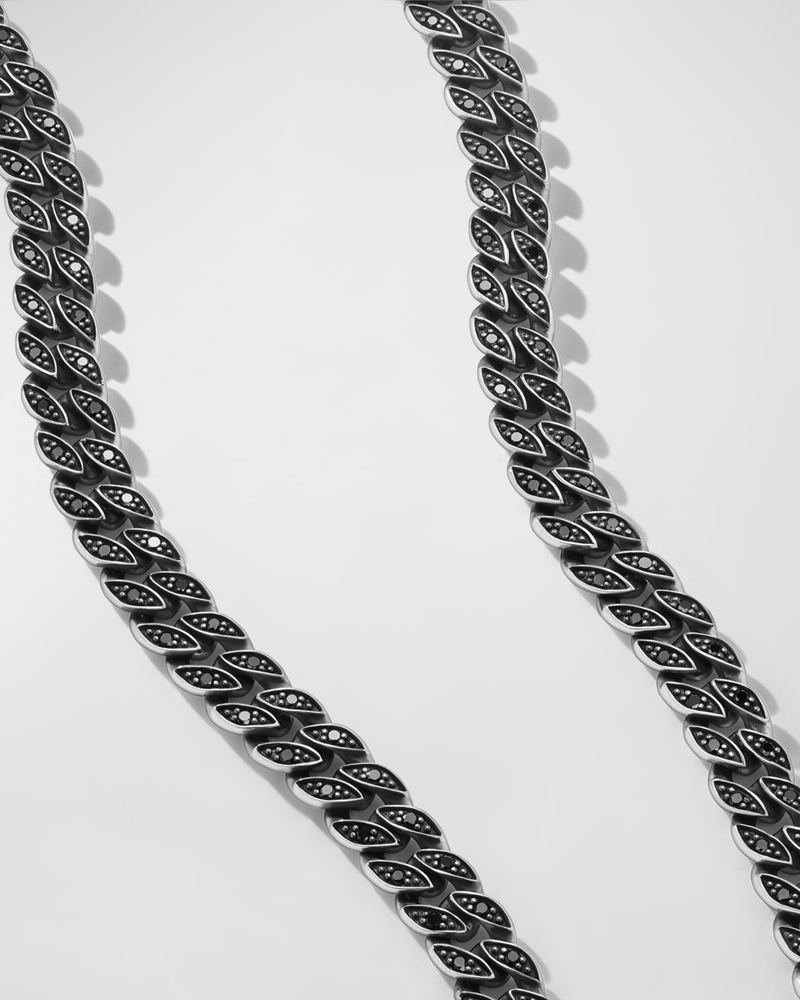6mm Men s Curb Chain Necklace with Diamonds in Silver