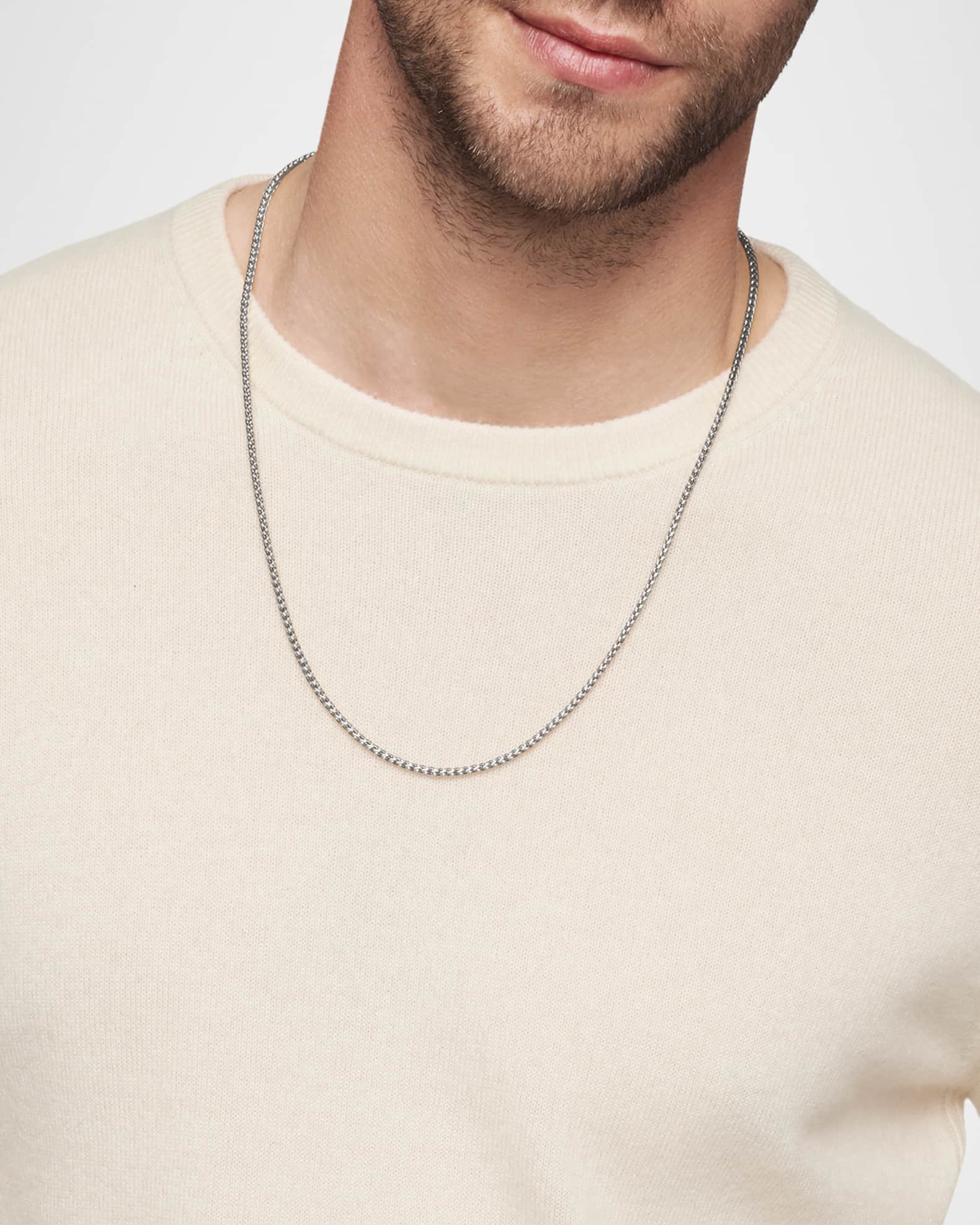 David Yurman 2.5mm Men's Wheat Chain Necklace in Silver | Neiman Marcus
