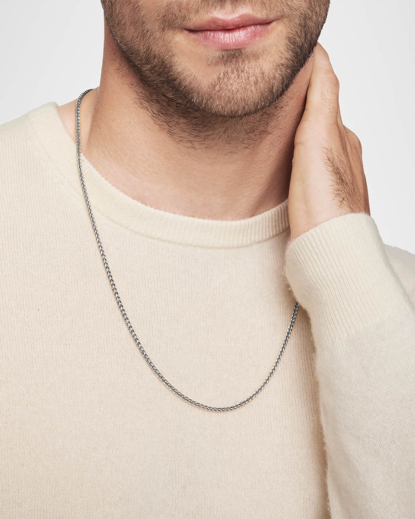 David Yurman 2.5mm Men's Wheat Chain Necklace in Silver | Neiman Marcus
