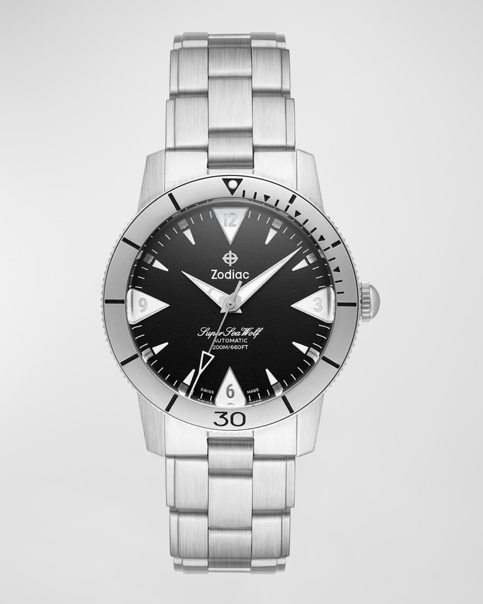 ZODIAC Men's Super Sea Wolf 53 Skin Automatic Stainless Steel Bracelet ...