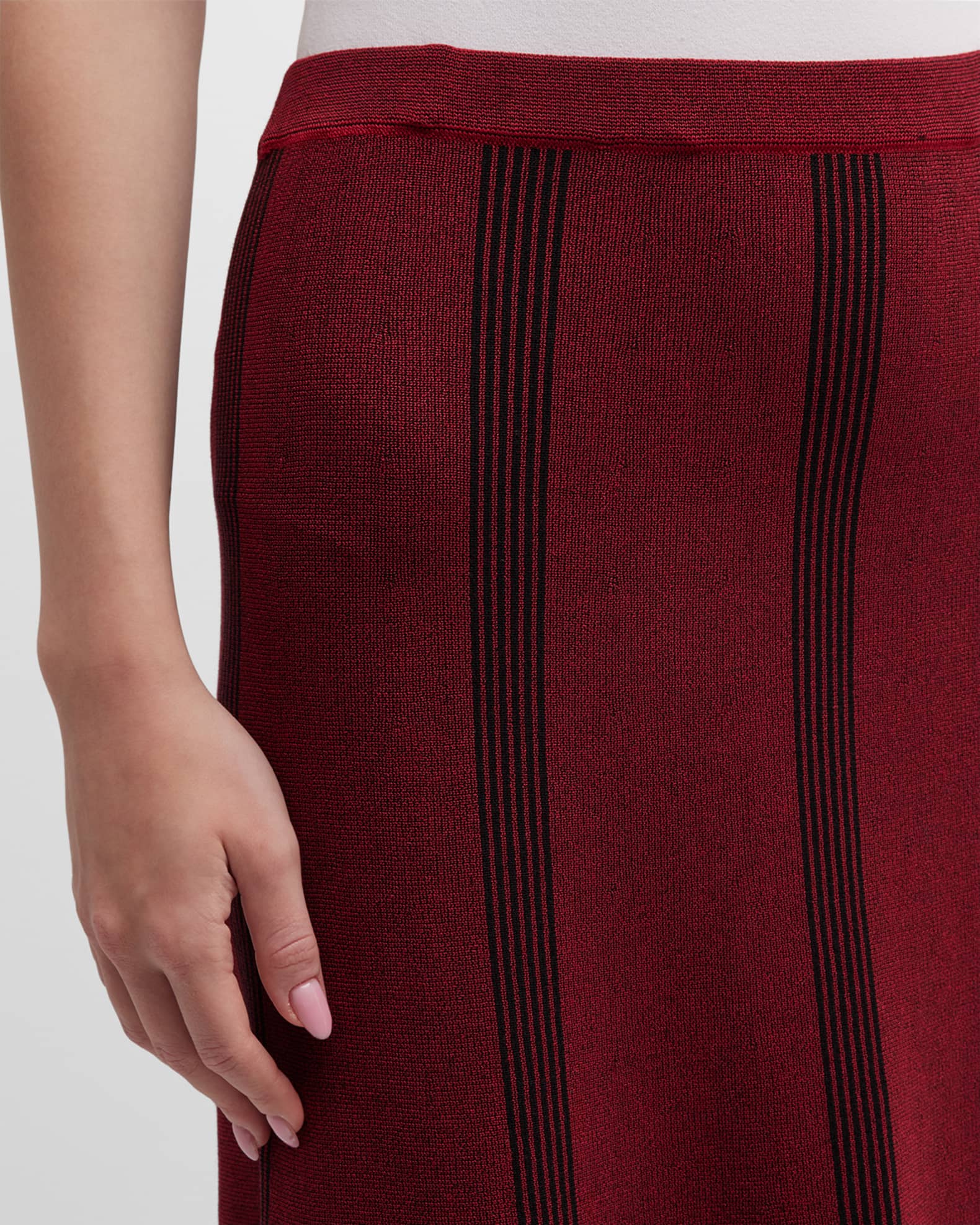 Misook Striped A-Line Knit Midi Skirt | Neiman Marcus
