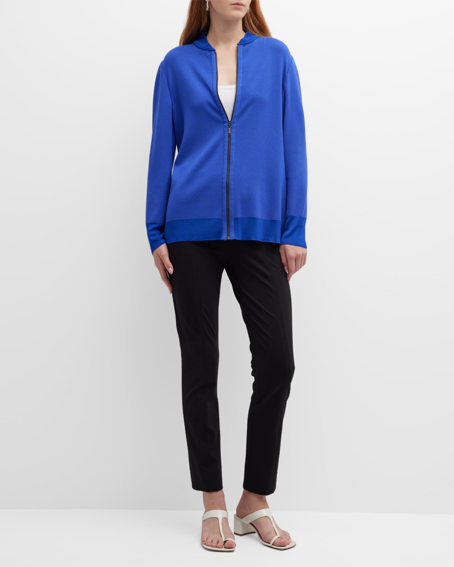 Misook Zip-Front Knit Bomber Jacket | Neiman Marcus