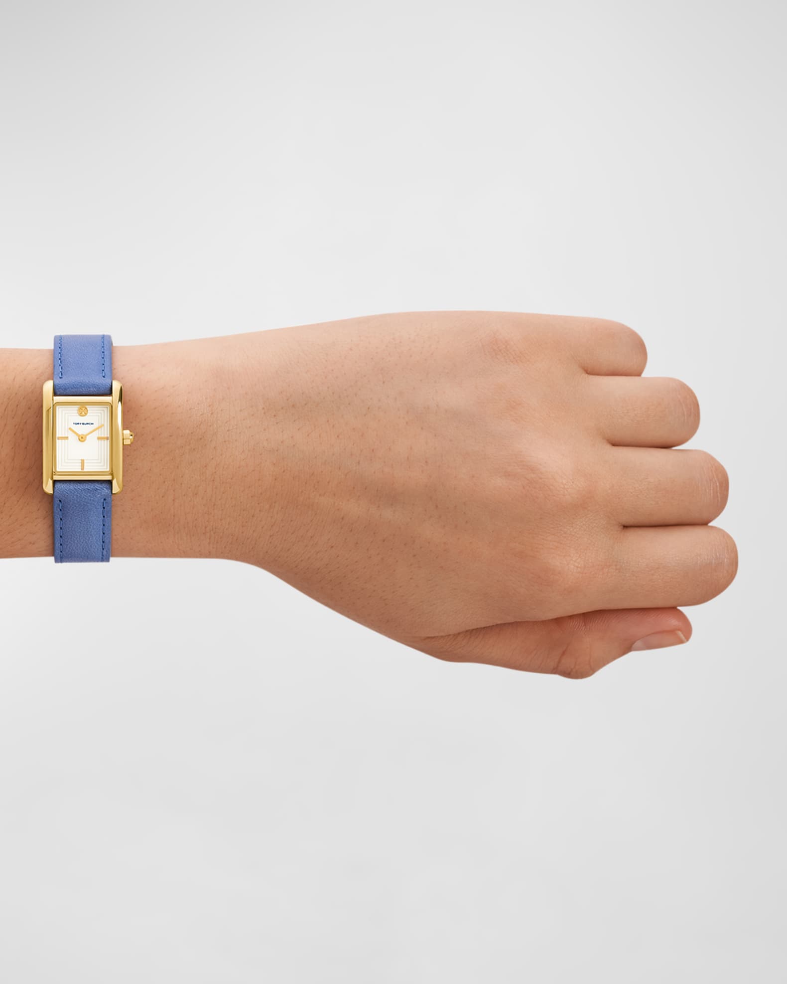 Tory Burch The Eleanor Mini Two-Hand Blue Leather Watch | Neiman Marcus