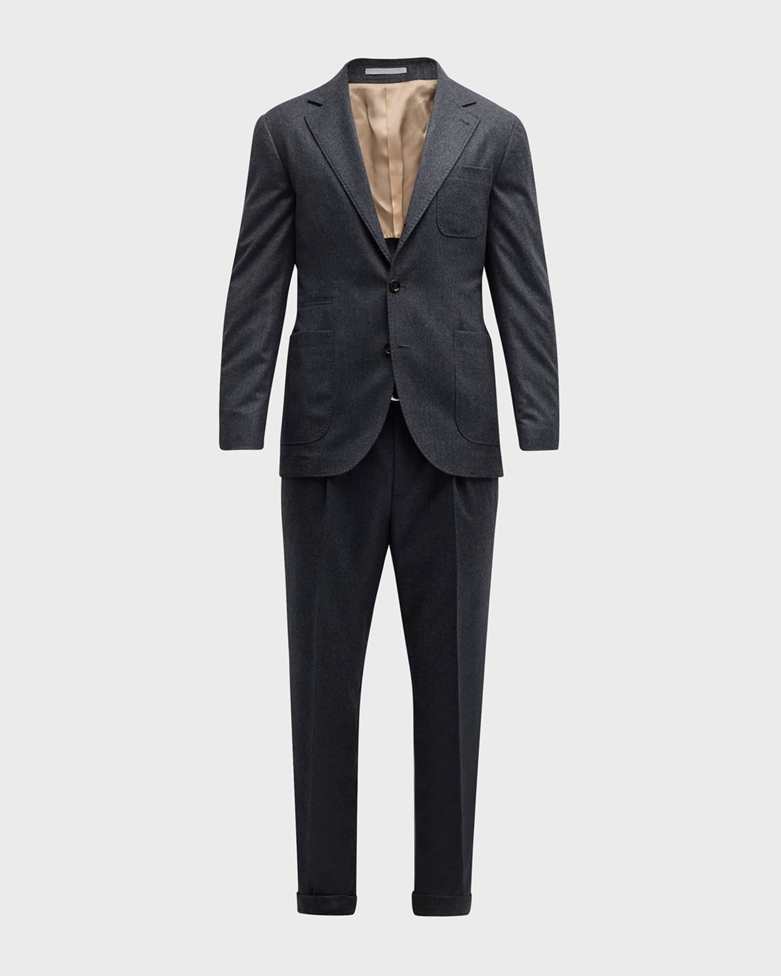 Brunello Cucinelli Men's Wool Flannel Patch-Pocket Suit | Neiman Marcus