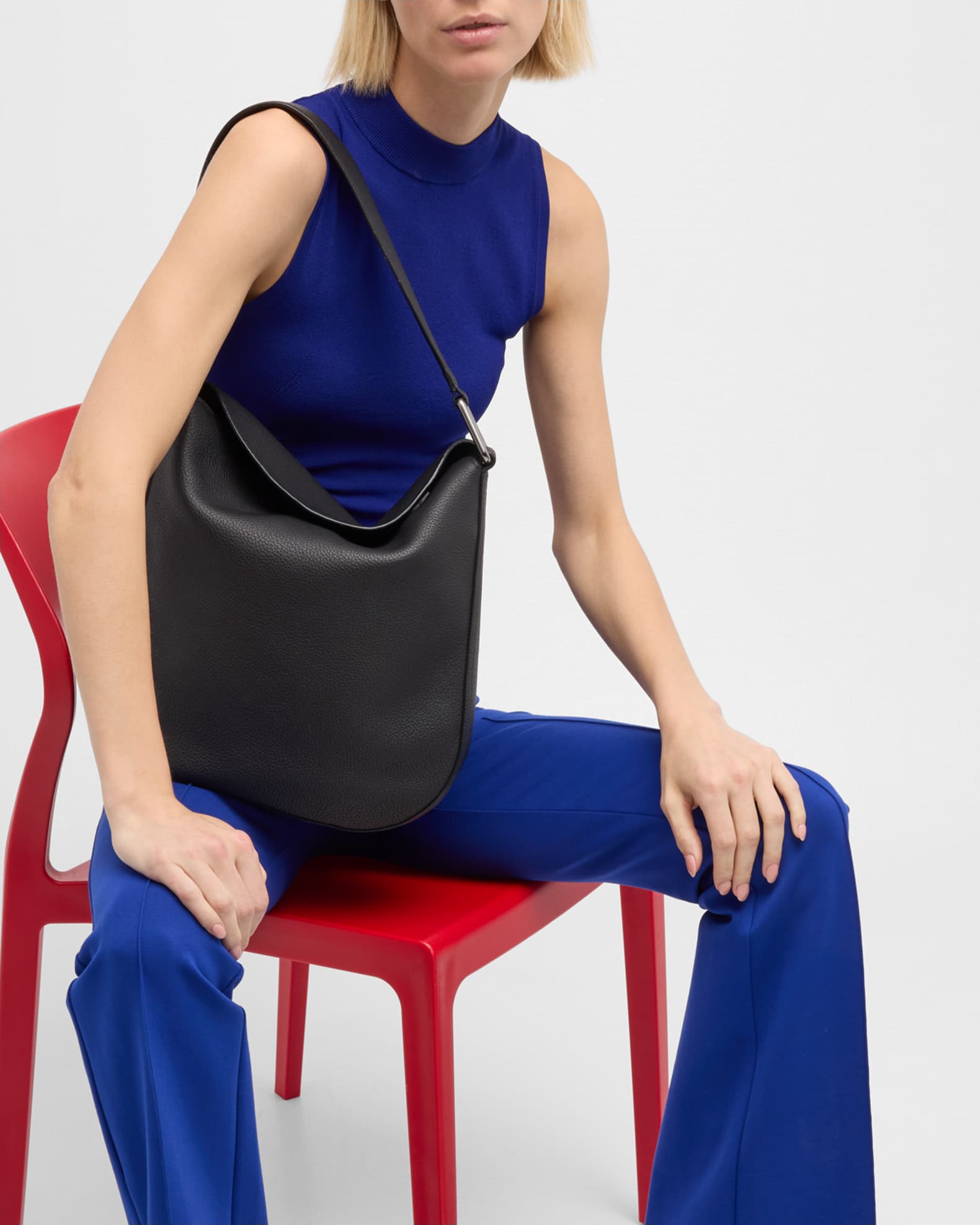 Akris Anna Medium Leather Hobo Bag | Neiman Marcus