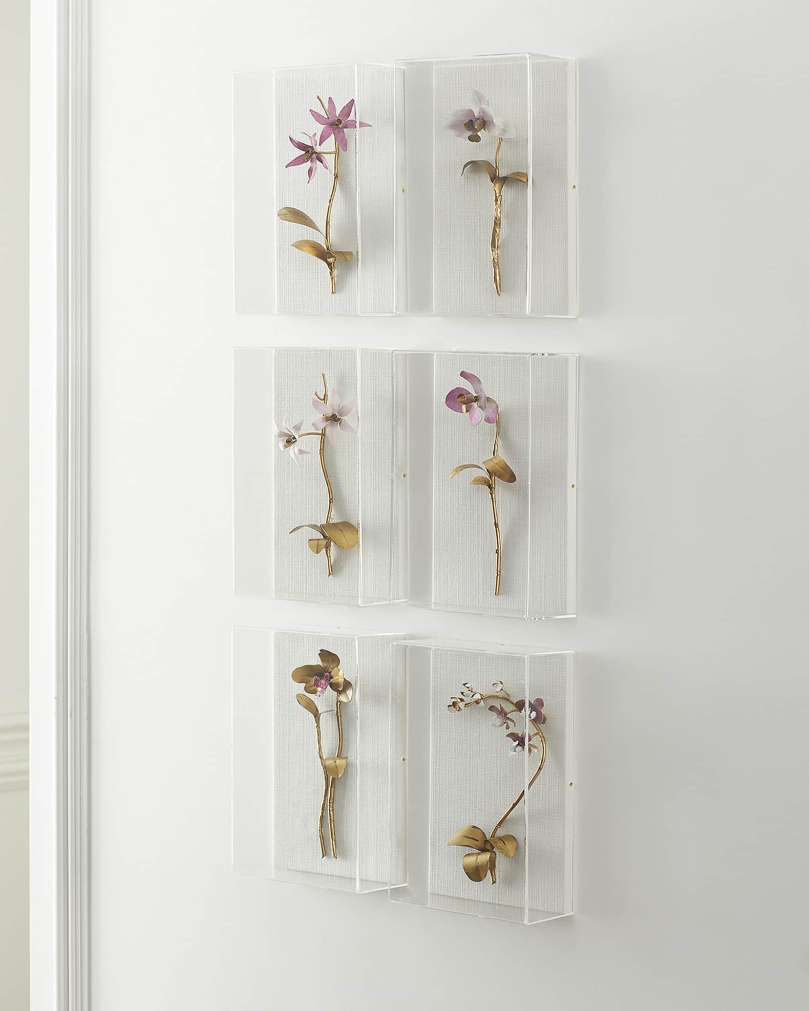 Gilded and Painted Orchid Study Wall Art Collection | Neiman Marcus
