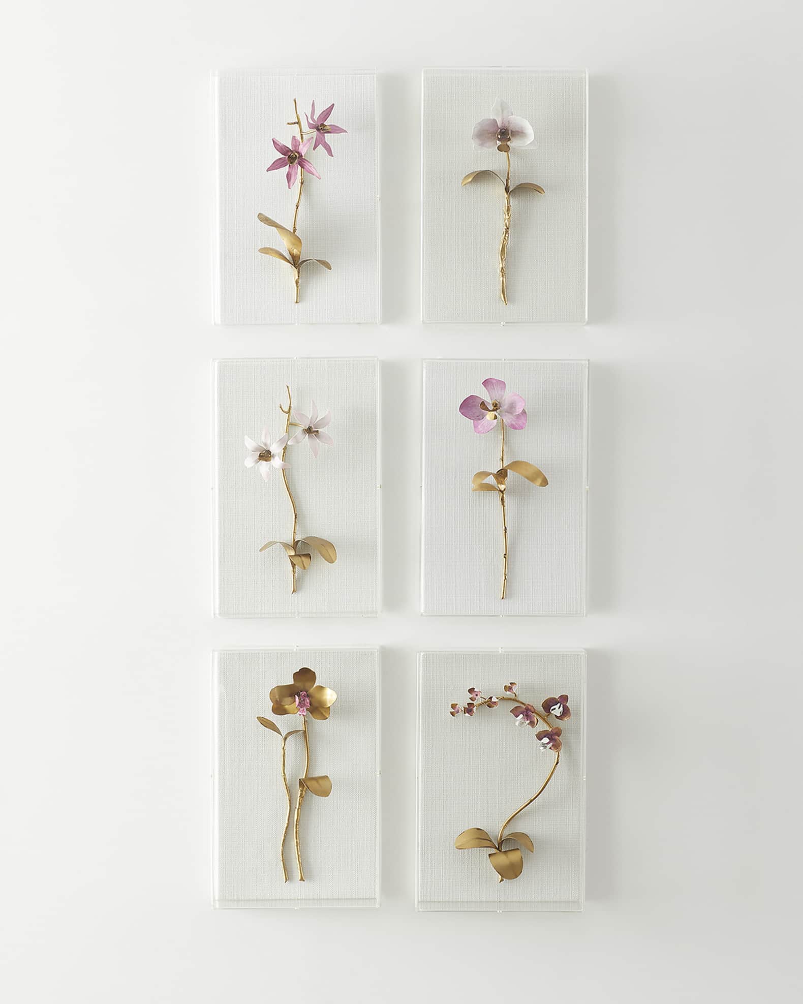 Gilded and Painted Orchid Study Wall Art Collection | Neiman Marcus