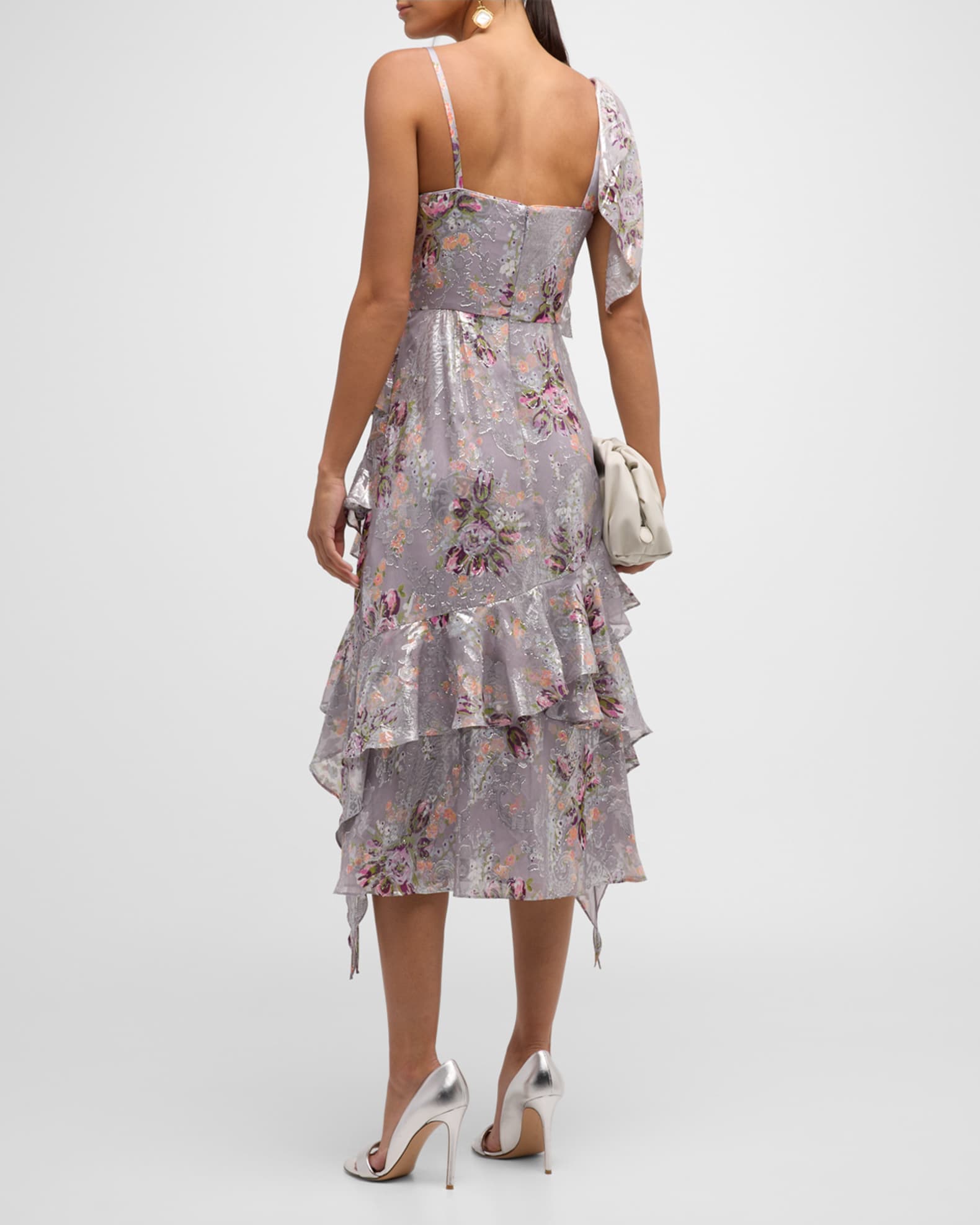 Cinq a Sept Trevor Sequin Embroidery Tiered-Ruffle Midi Dress | Neiman ...