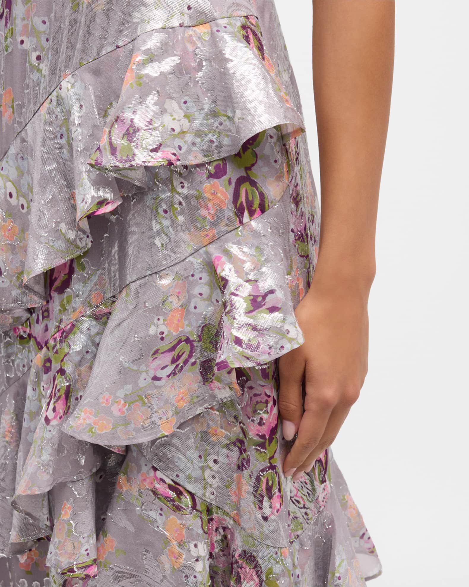 Cinq a Sept Trevor Sequin Embroidery Tiered-Ruffle Midi Dress | Neiman ...