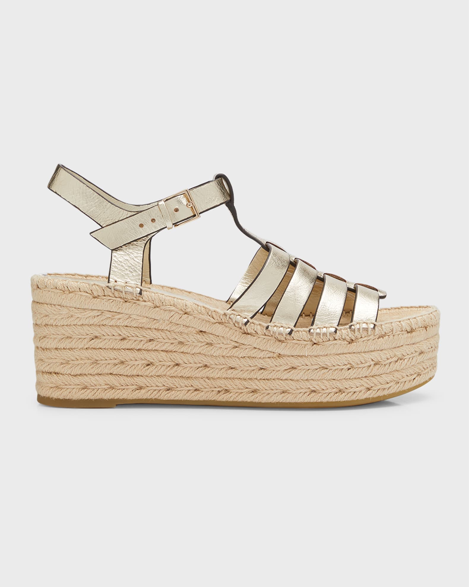 Tory Burch Metallic Wedge Espadrille Fisherman Sandals | Neiman Marcus