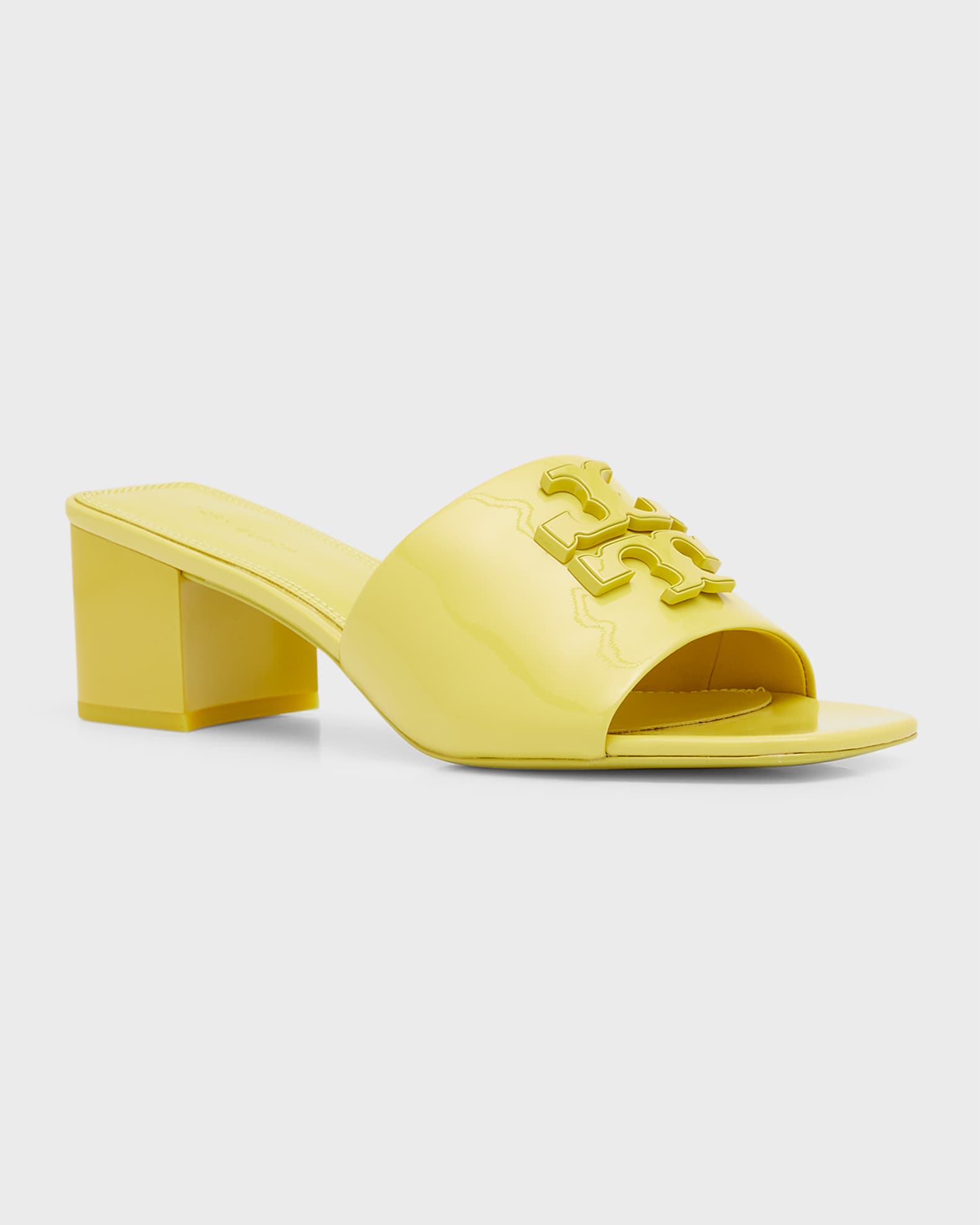 Tory Burch Eleanor Patent Medallion Slide Sandals | Neiman Marcus