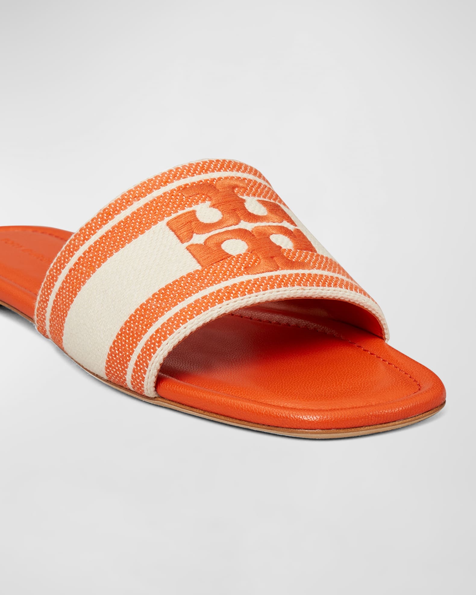 Tory Burch Double T Jacquard Slide Sandals | Neiman Marcus