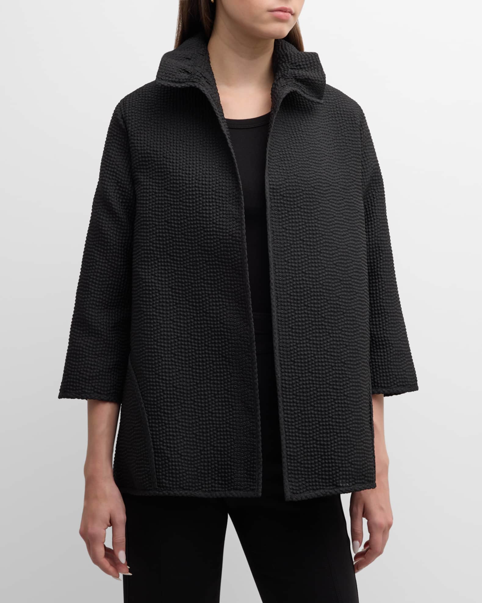 Caroline Rose Open-Front Textured Dot Jacket | Neiman Marcus