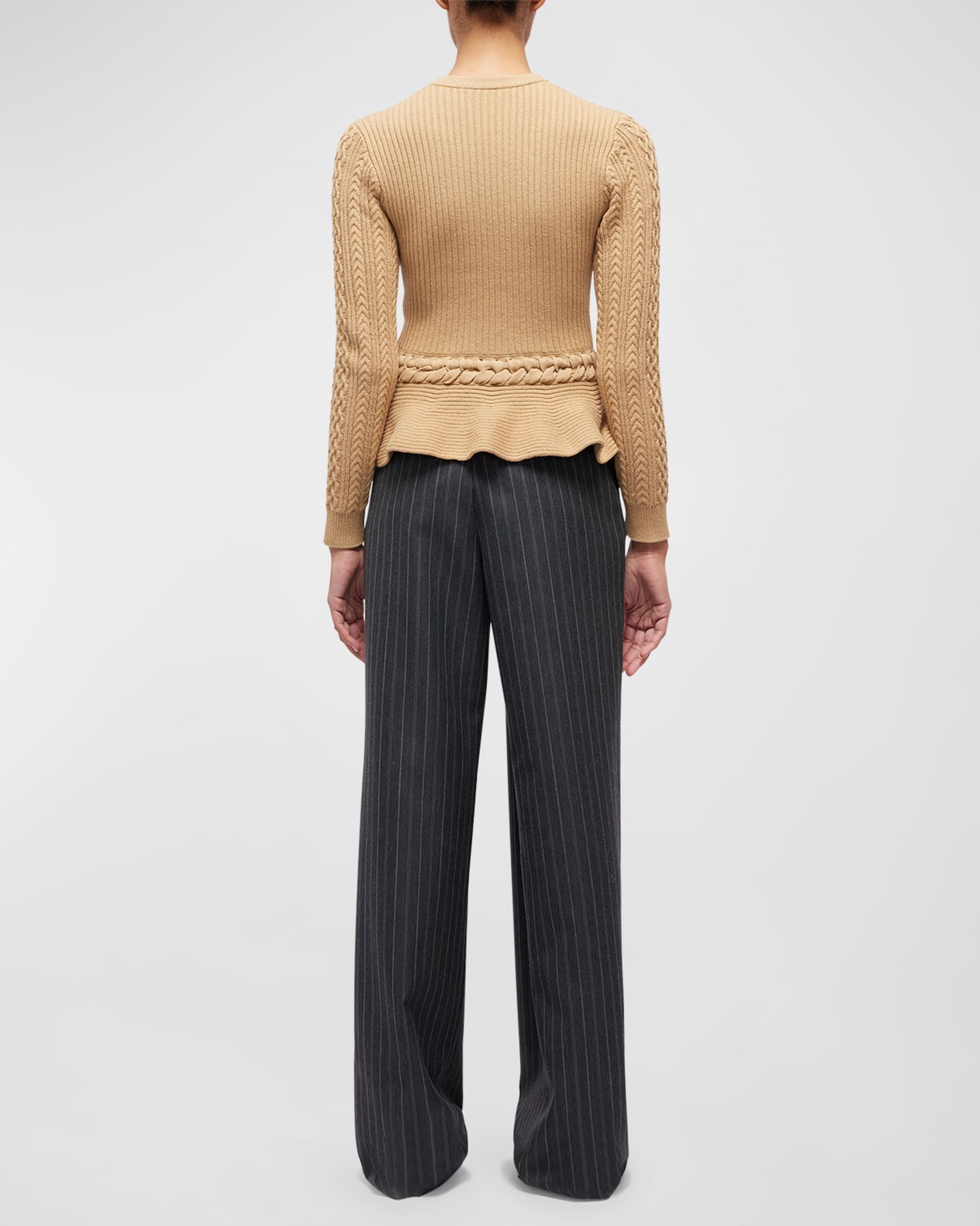 SIMKHAI Andi Fisherman Knit Peplum Jacket | Neiman Marcus