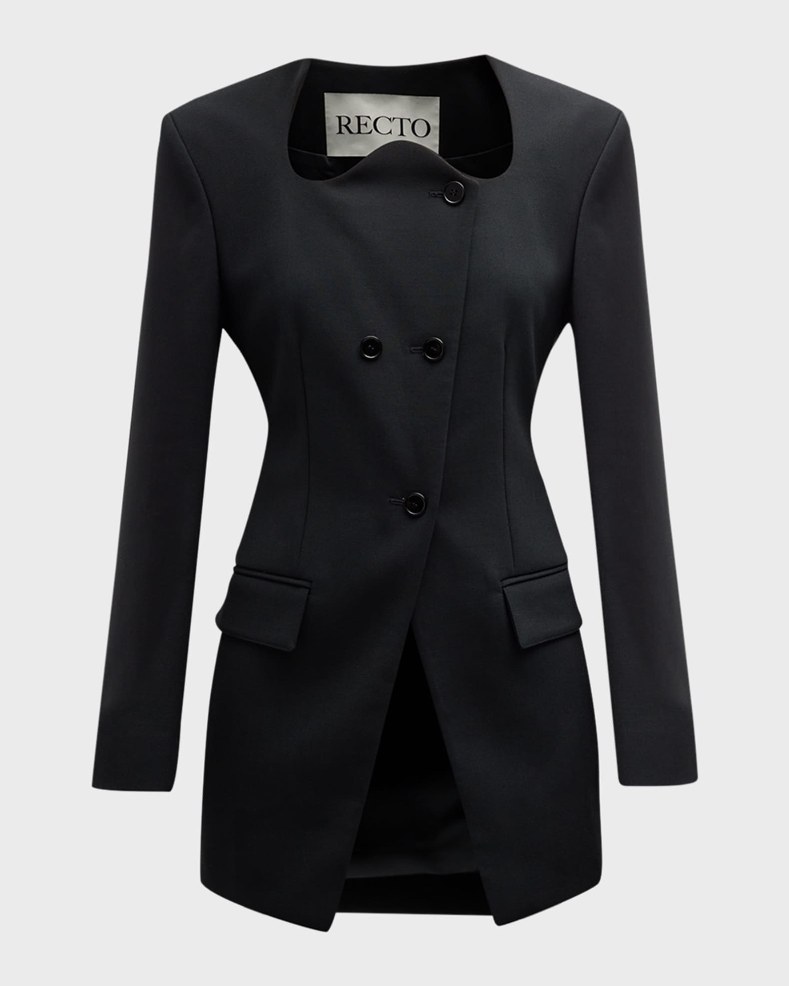 RECTO Signature Curved Neck Long Jacket | Neiman Marcus