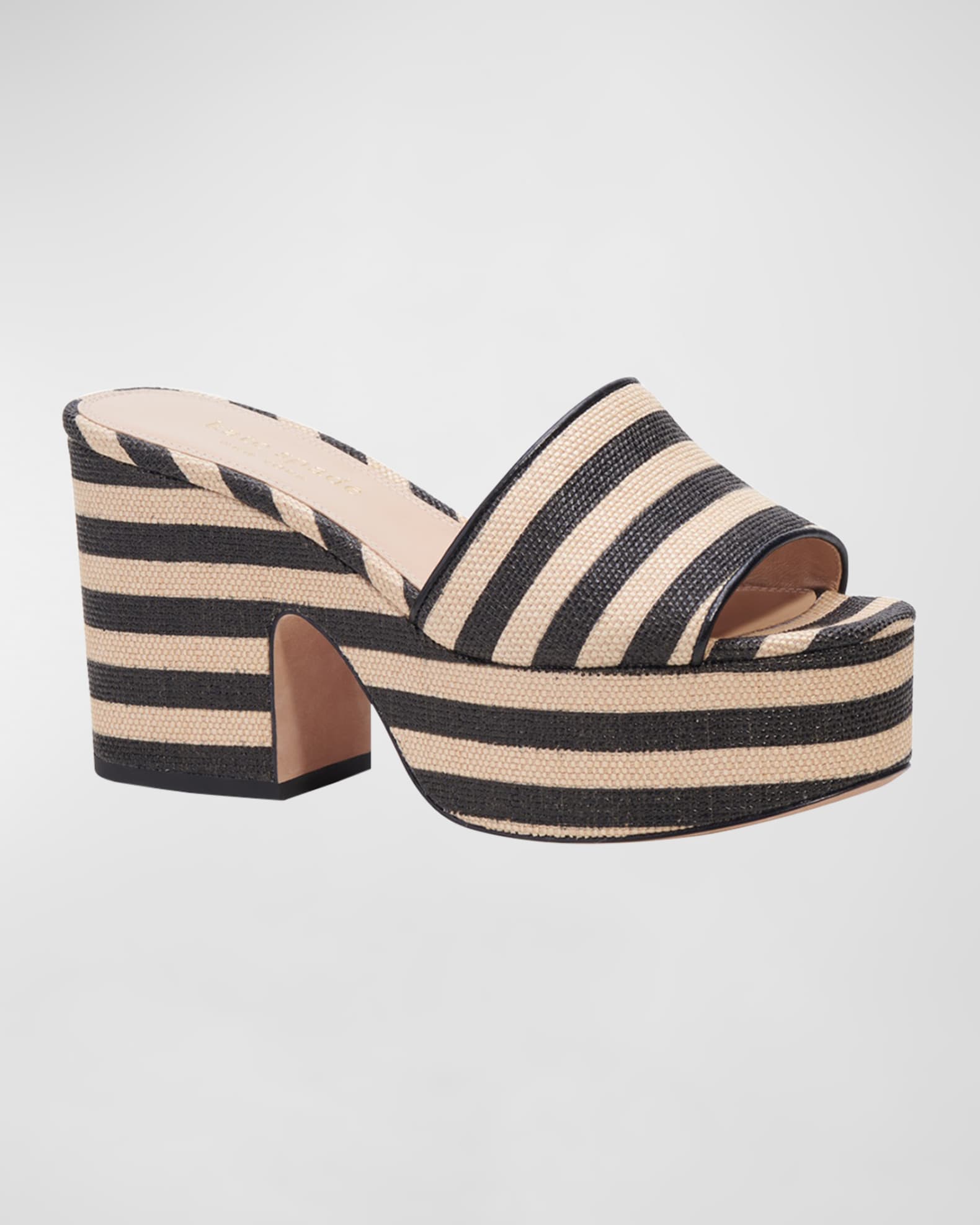 kate spade new york ibiza raffia platform slide sandals | Neiman Marcus