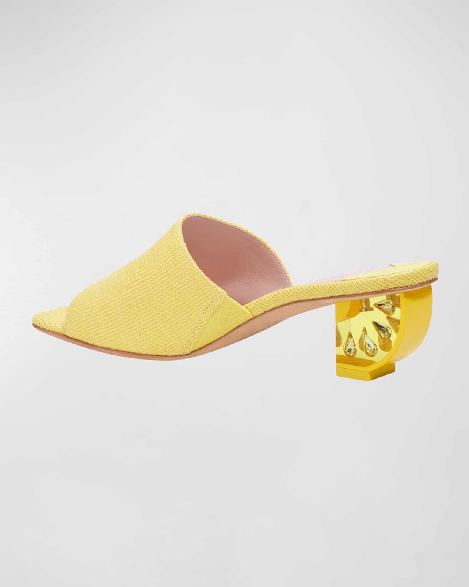 kate spade new york citrus raffia and leather mule sandals | Neiman Marcus