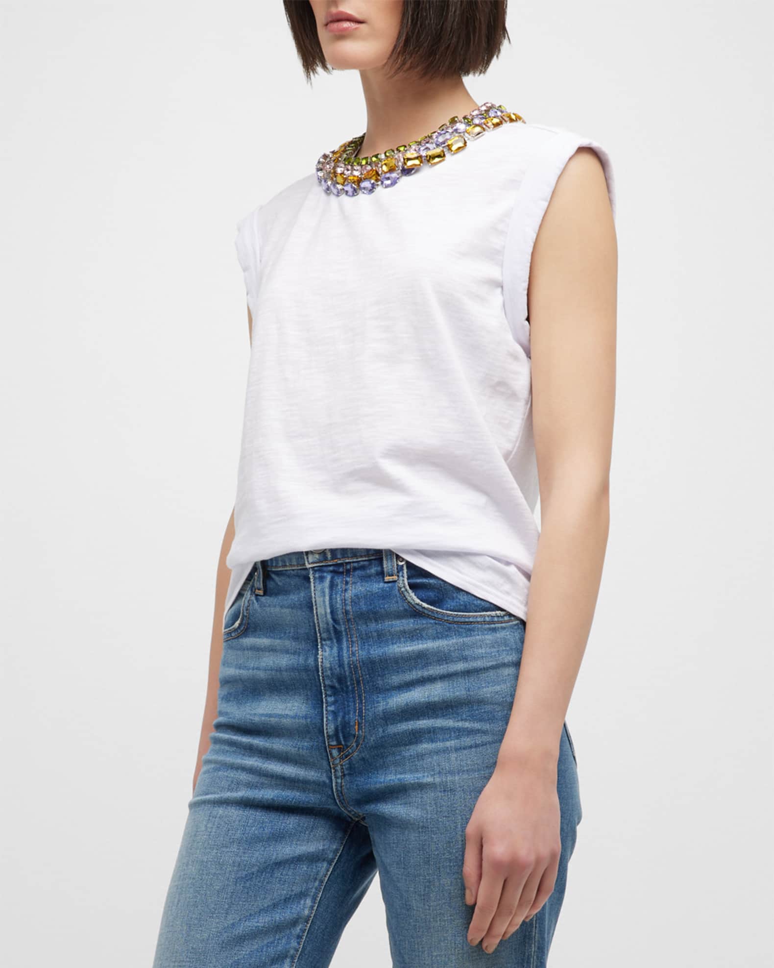 Cinq a Sept Bella Chunky Rhinestone Embellished Tee | Neiman Marcus