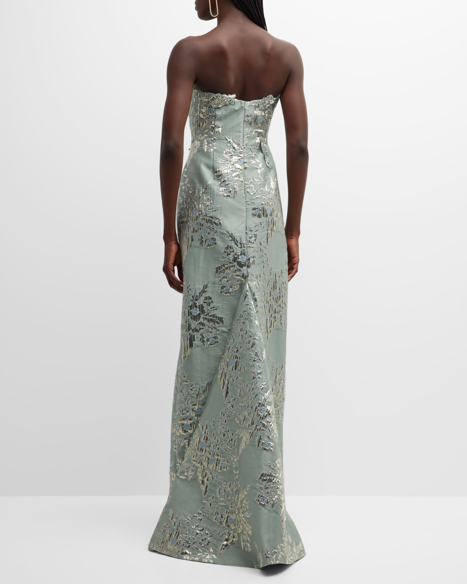 Rene Ruiz Collection Strapless Metallic Brocade Column Gown | Neiman Marcus