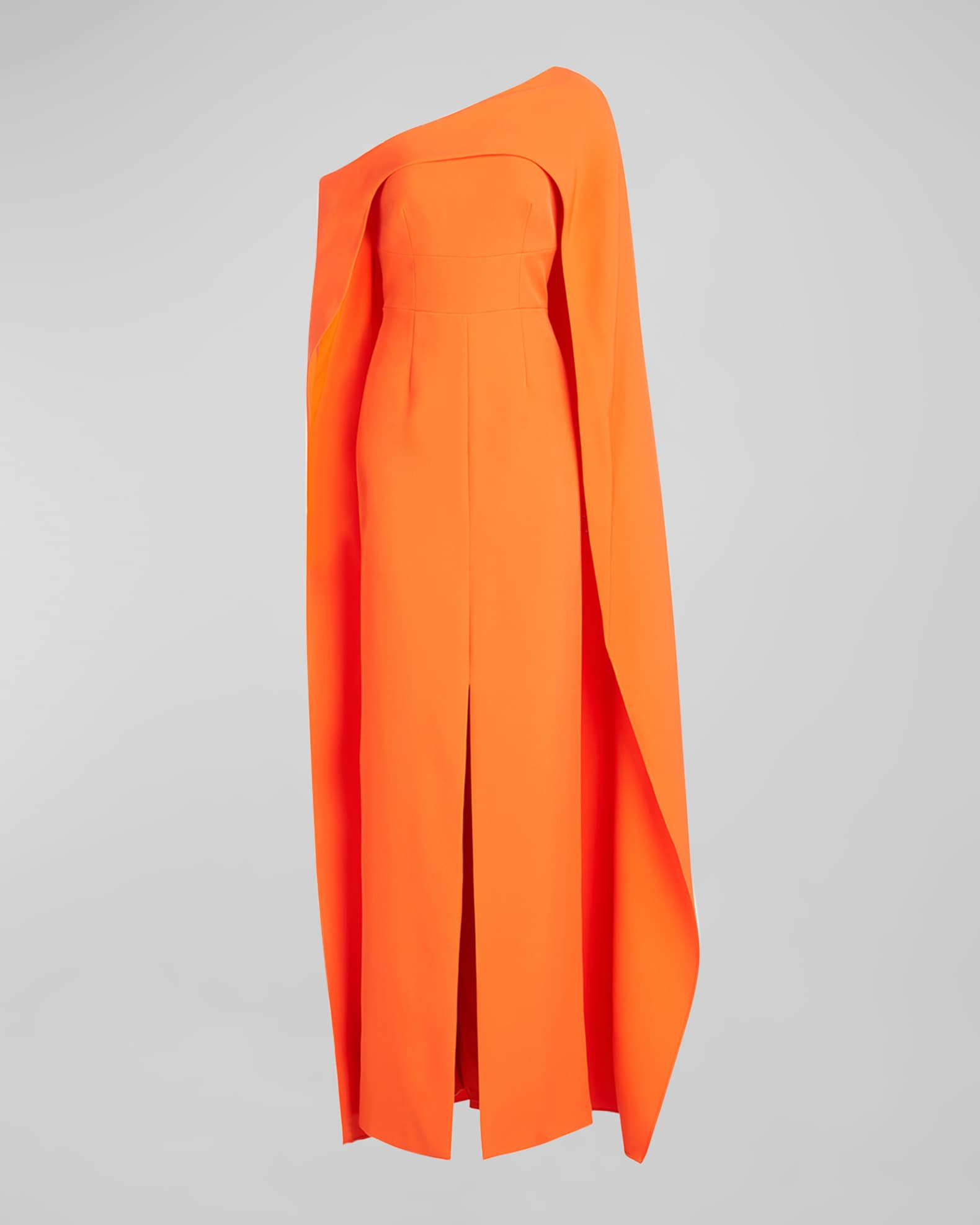 Halston Elycia One-Shoulder Crepe Cape Gown | Neiman Marcus