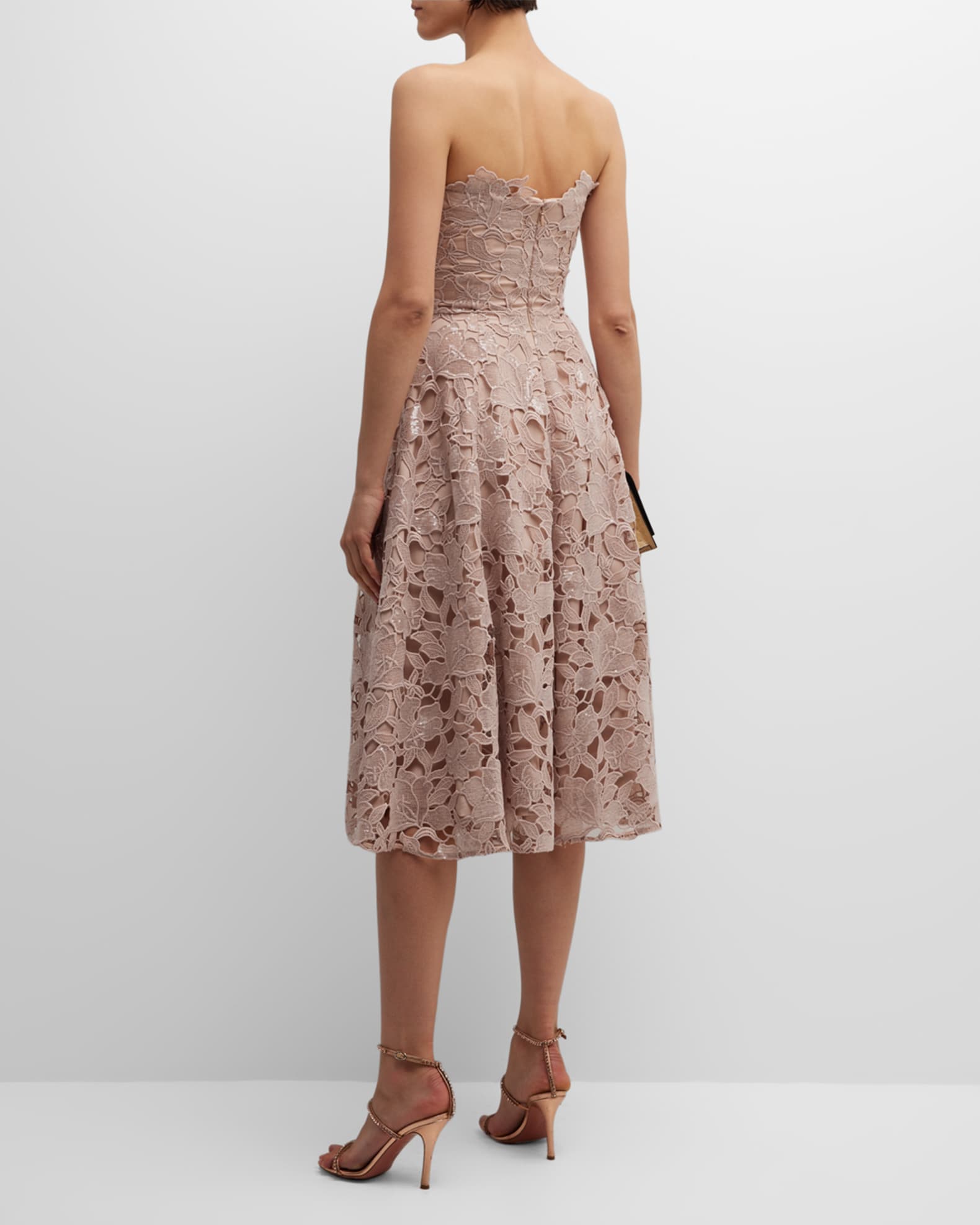 Dress the Population Black Label Ruby Strapless Sequin Lace Midi Dress ...