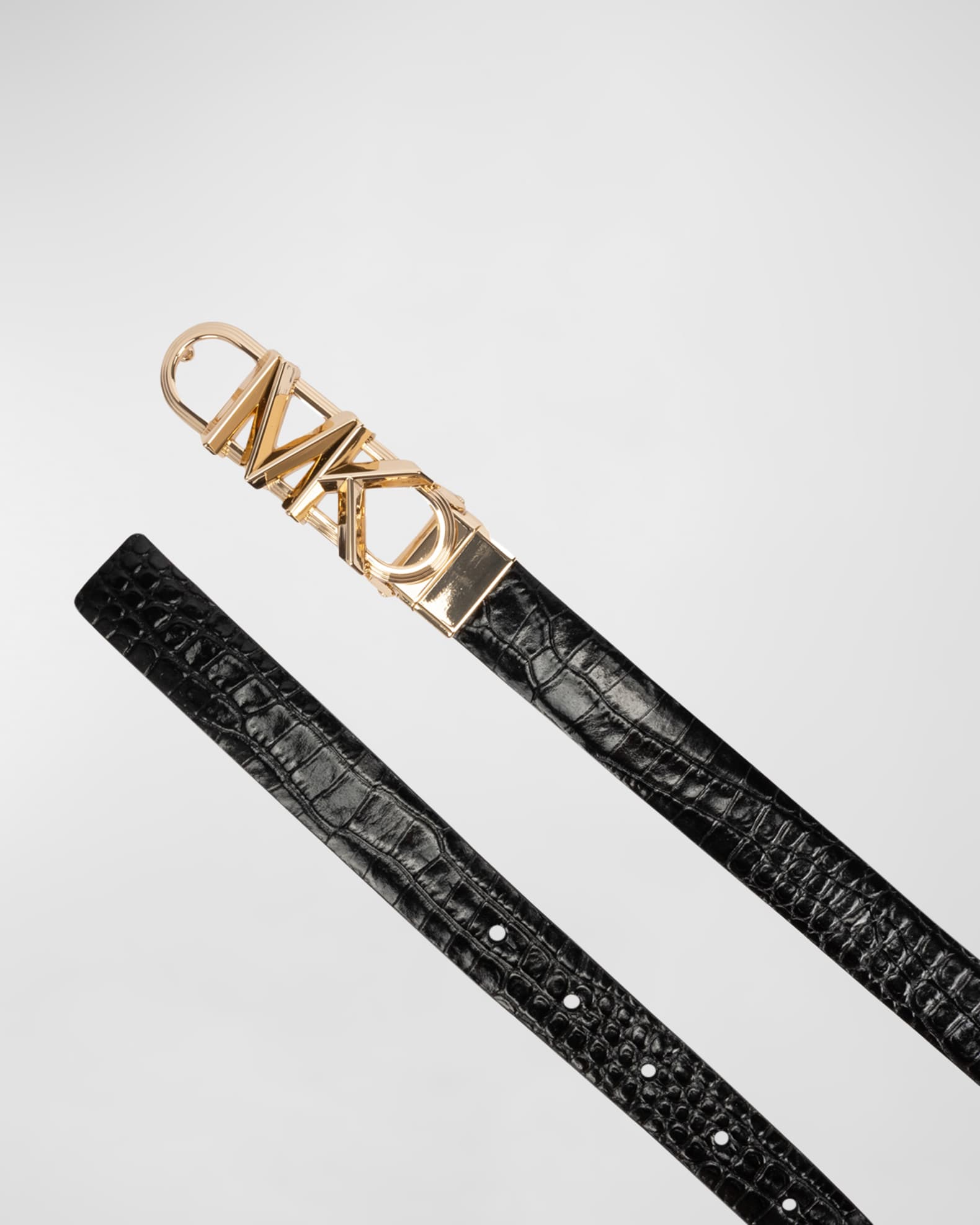 Michael Kors Reversible Monogram & Croc-Embossed Leather Belt | Neiman ...