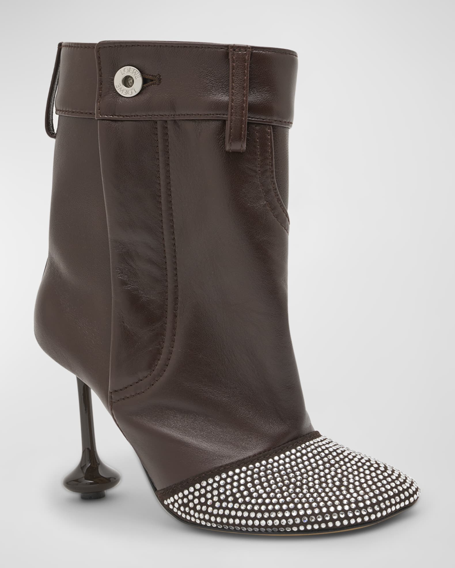 Loewe Leather Pant Boots with Strass Toe | Neiman Marcus