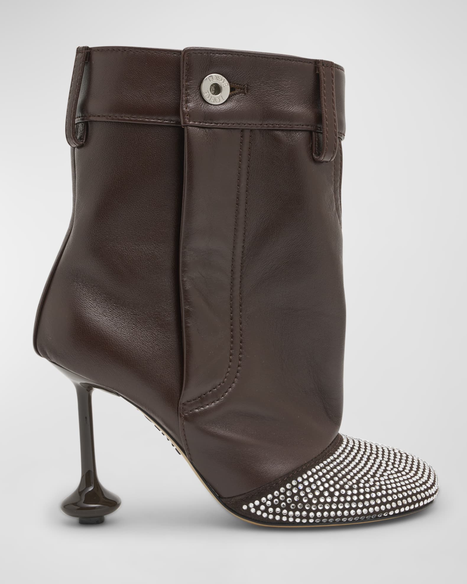 Loewe Leather Pant Boots with Strass Toe | Neiman Marcus