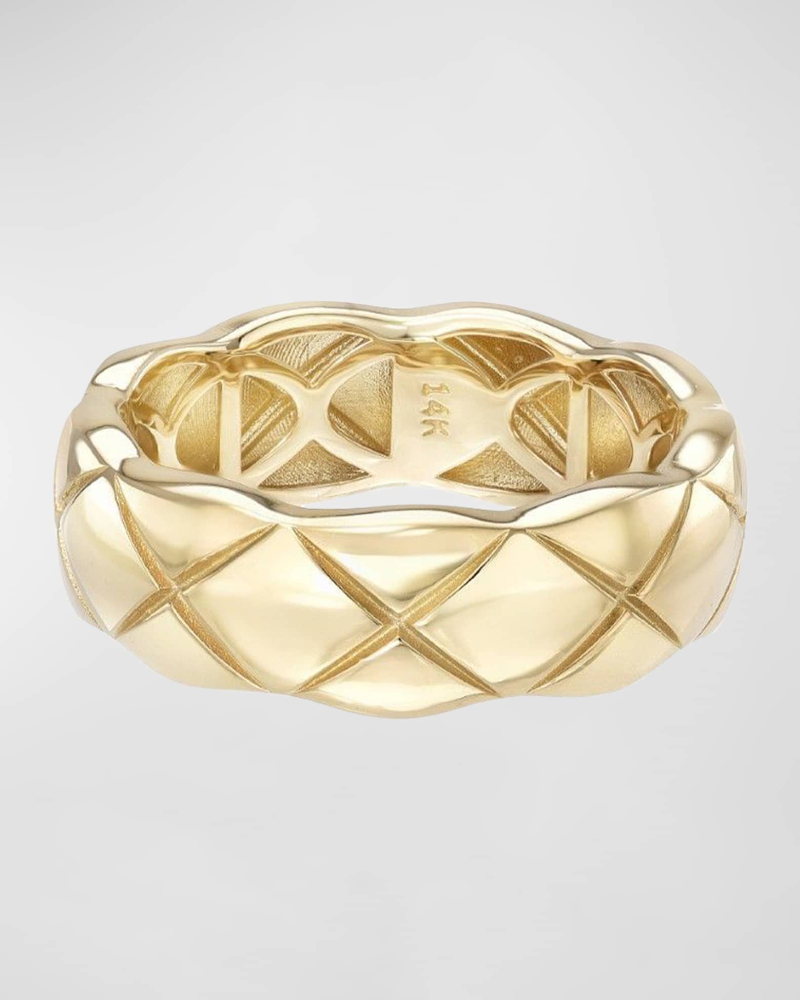Zoe Lev Jewelry 14K Gold Cross Hatch Band Ring, Size 7 | Neiman Marcus