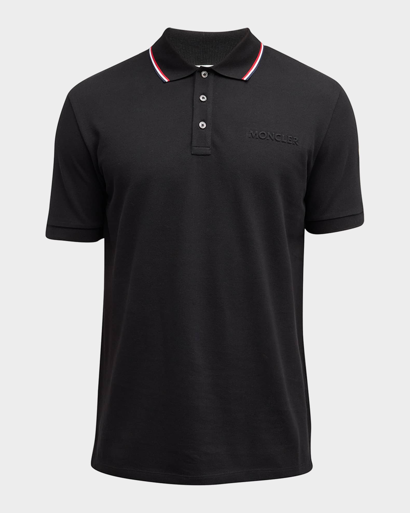 Moncler Men's Archivio Pique Tipped-Collar Polo Shirt | Neiman Marcus
