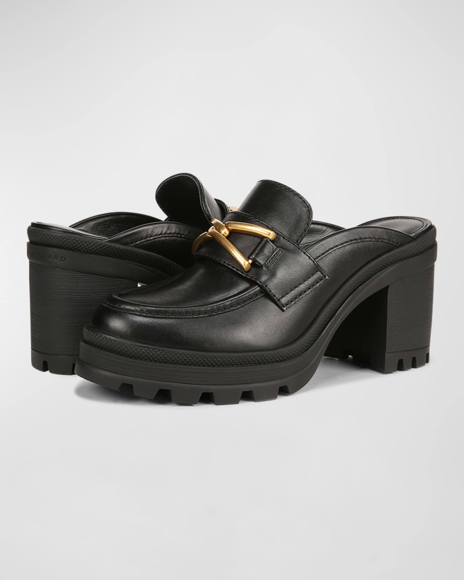Veronica Beard Wynter Leather Heeled Loafer Mules | Neiman Marcus