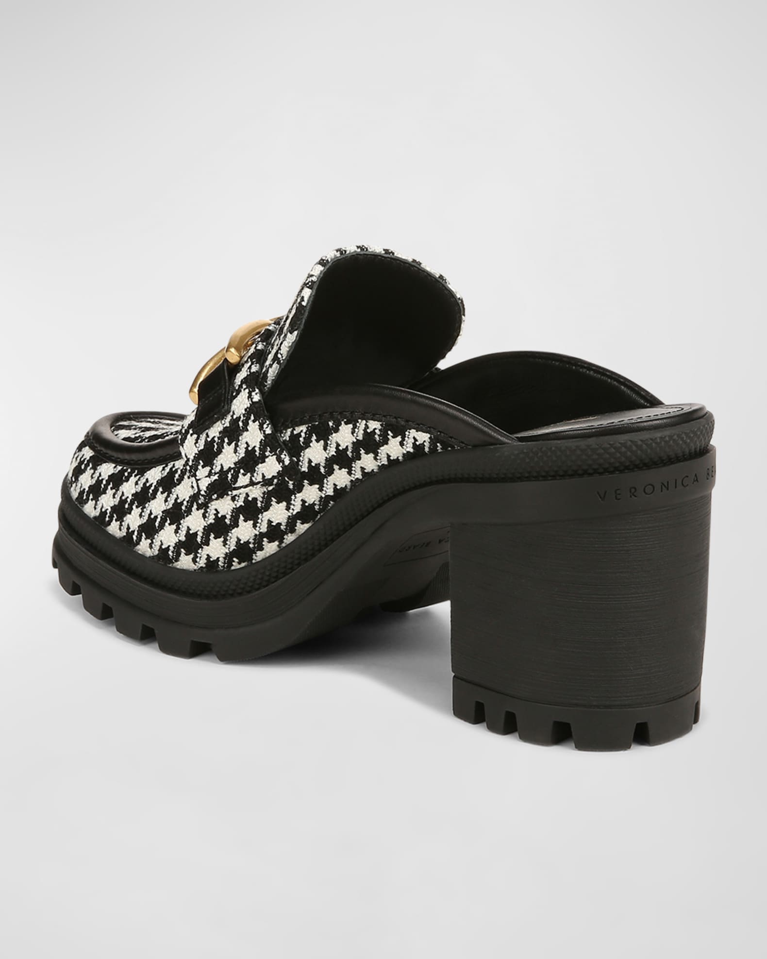 Veronica Beard Wynter Houndstooth Heeled Loafer Mules | Neiman Marcus