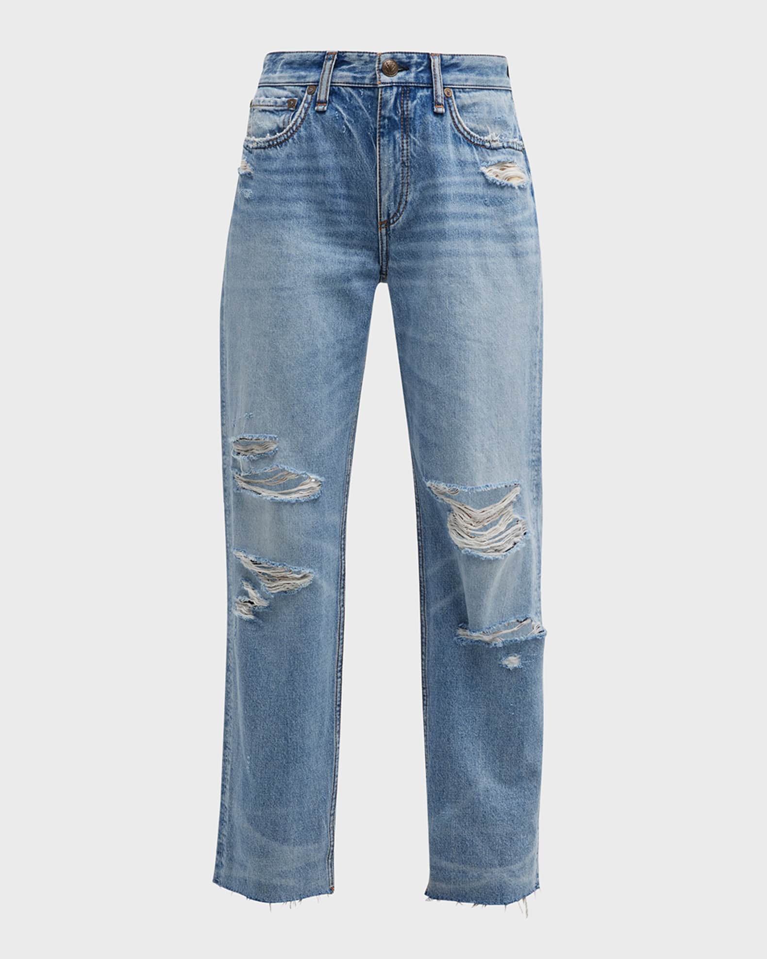 Rag & Bone Dre Distressed Low-Rise Baggy Jeans | Neiman Marcus