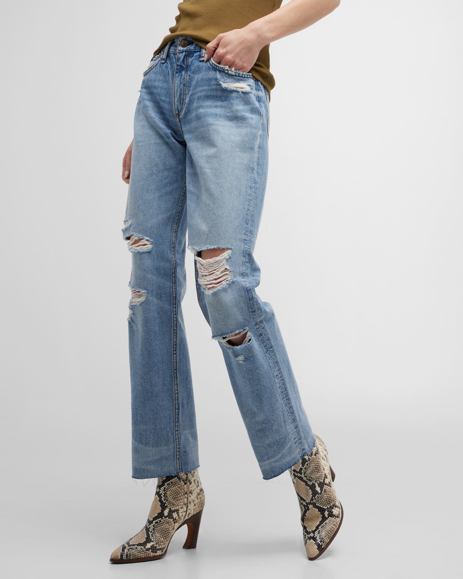Rag & Bone Dre Distressed Low-Rise Baggy Jeans | Neiman Marcus