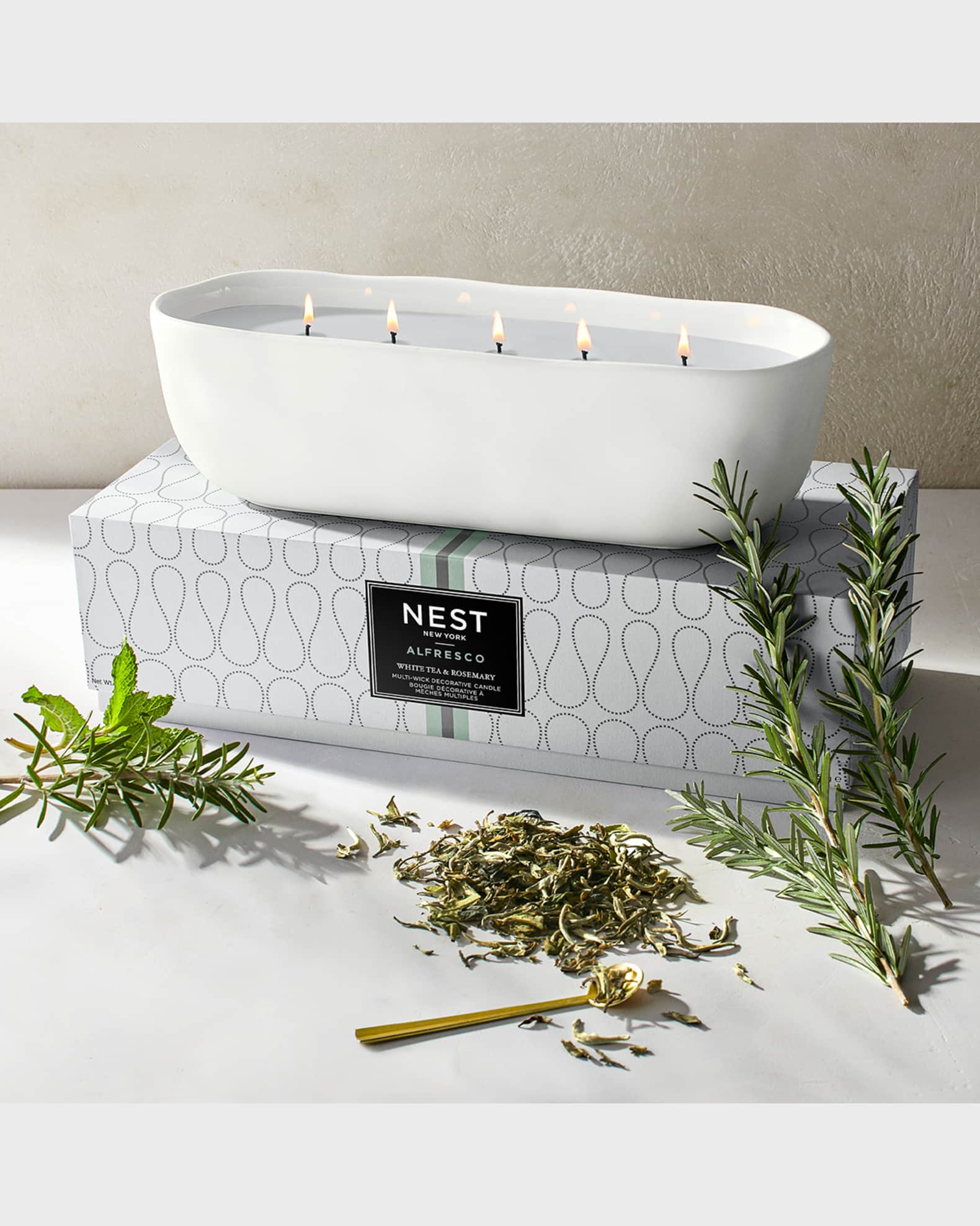 NEST New York White Tea and Rosemary Alfresco Multi-Wick Trough Candle ...