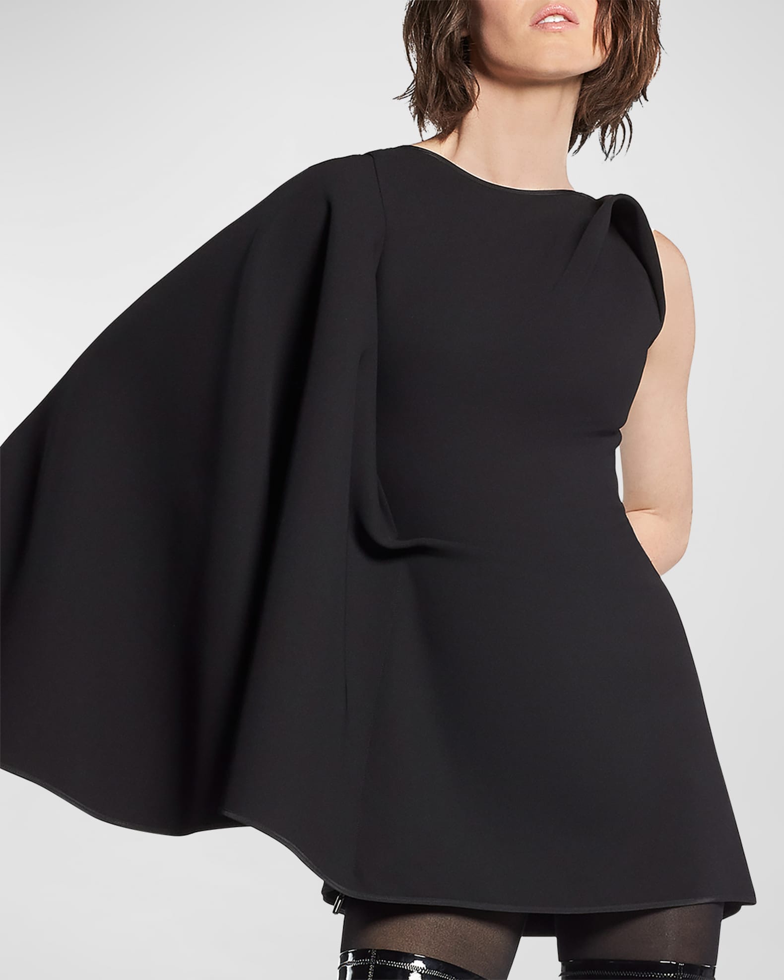 Maticevski Prefix A-Line Cape-Sleeve Mini Dress | Neiman Marcus