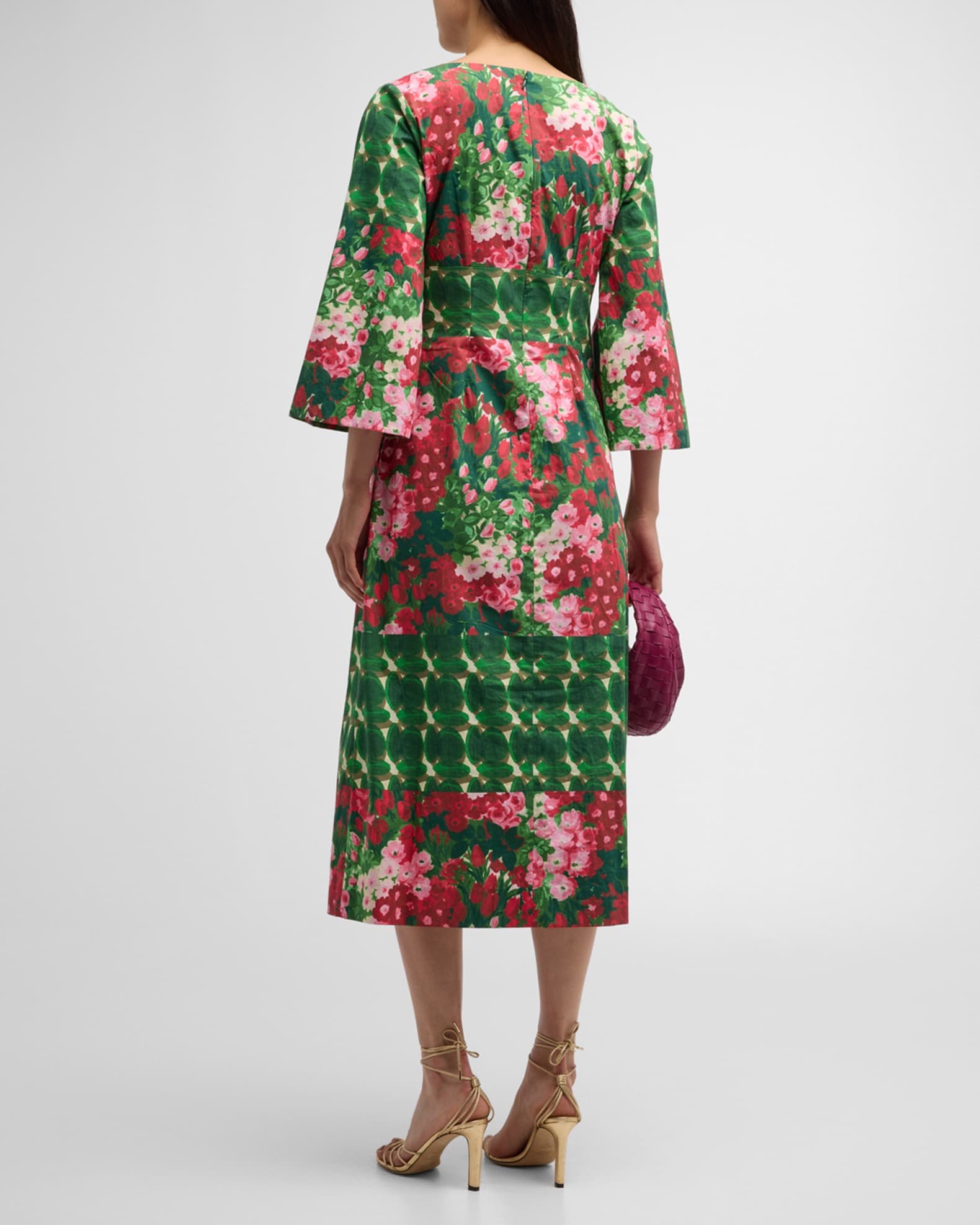 Frances Valentine Shimmy A-Line Floral-Print Cotton Midi Dress | Neiman ...