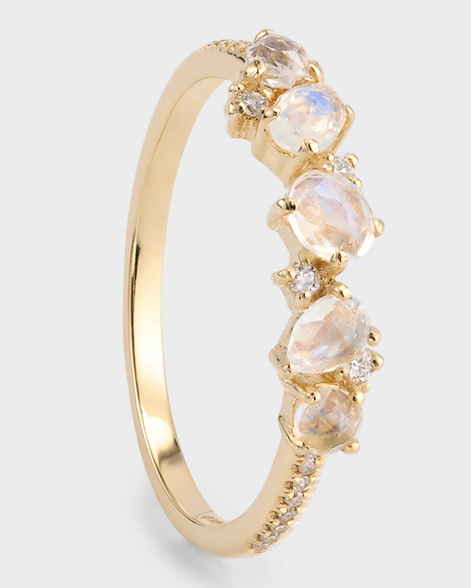 Zoe Lev Jewelry Diamond Moonstone Cluster Ring, Size 7 | Neiman Marcus