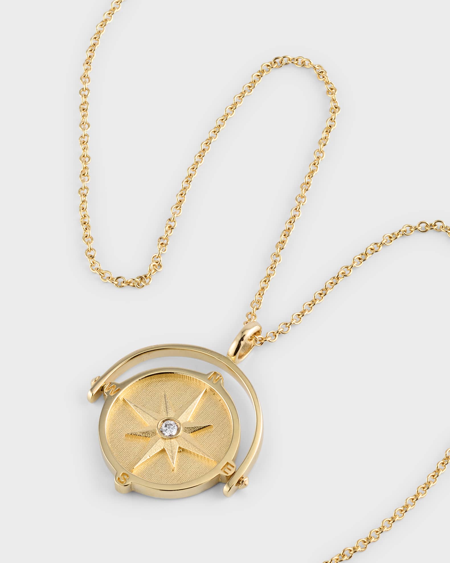 Zoe Lev Jewelry 14k Gold Diamond Compass Medallion Spinner Necklace ...