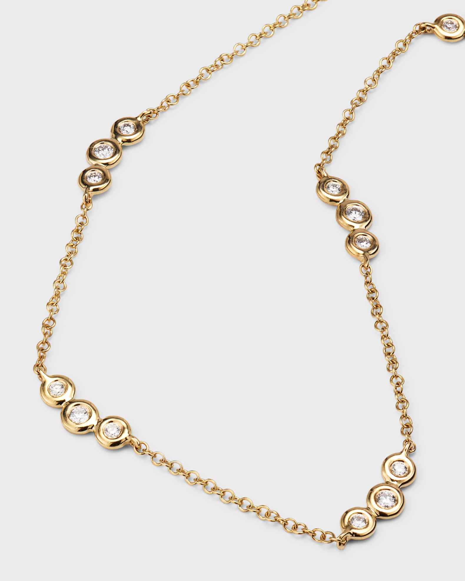 Zoe Lev Jewelry 14K Bezel Diamond Trio Segment Necklace, 14-16"L ...