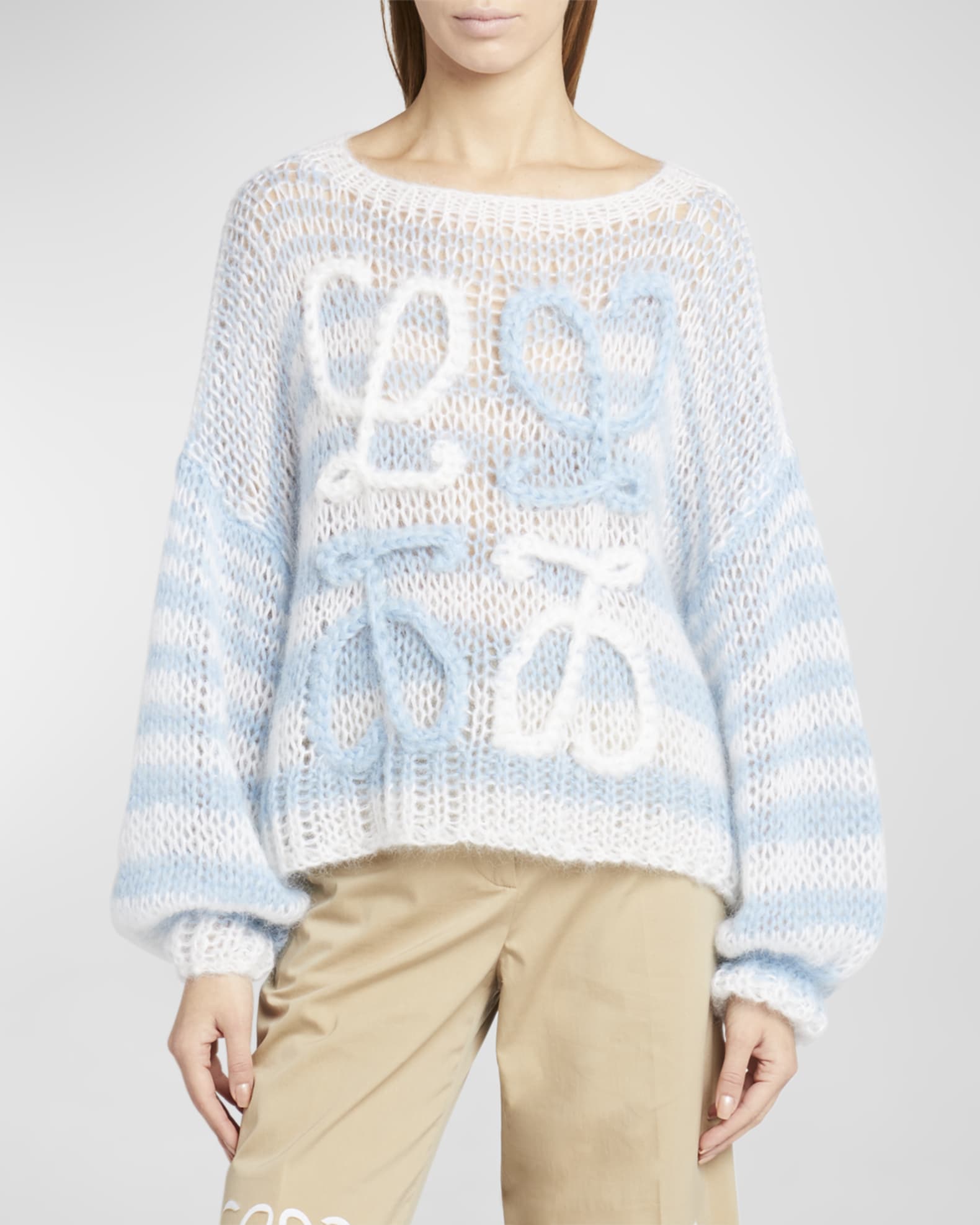 Loewe Striped Anagram Knit Sweater | Neiman Marcus