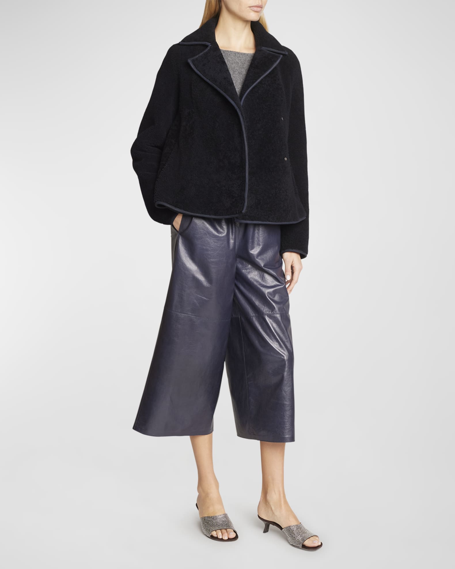 Loewe Short Trapeze Shearling Jacket | Neiman Marcus